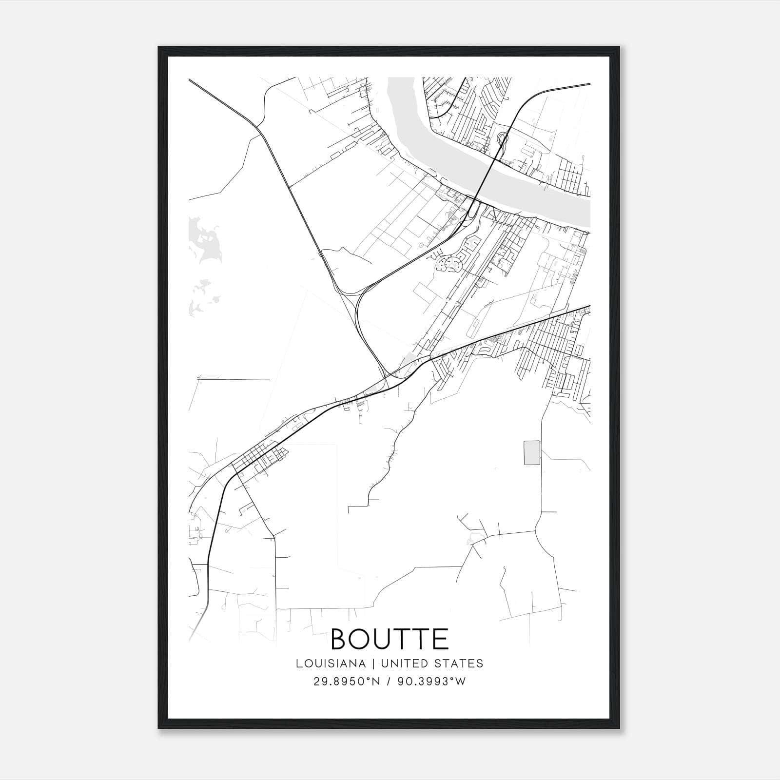 Boutte Louisiana Map Poster, Modern Home Decor Wall Art Print - Custom ...
