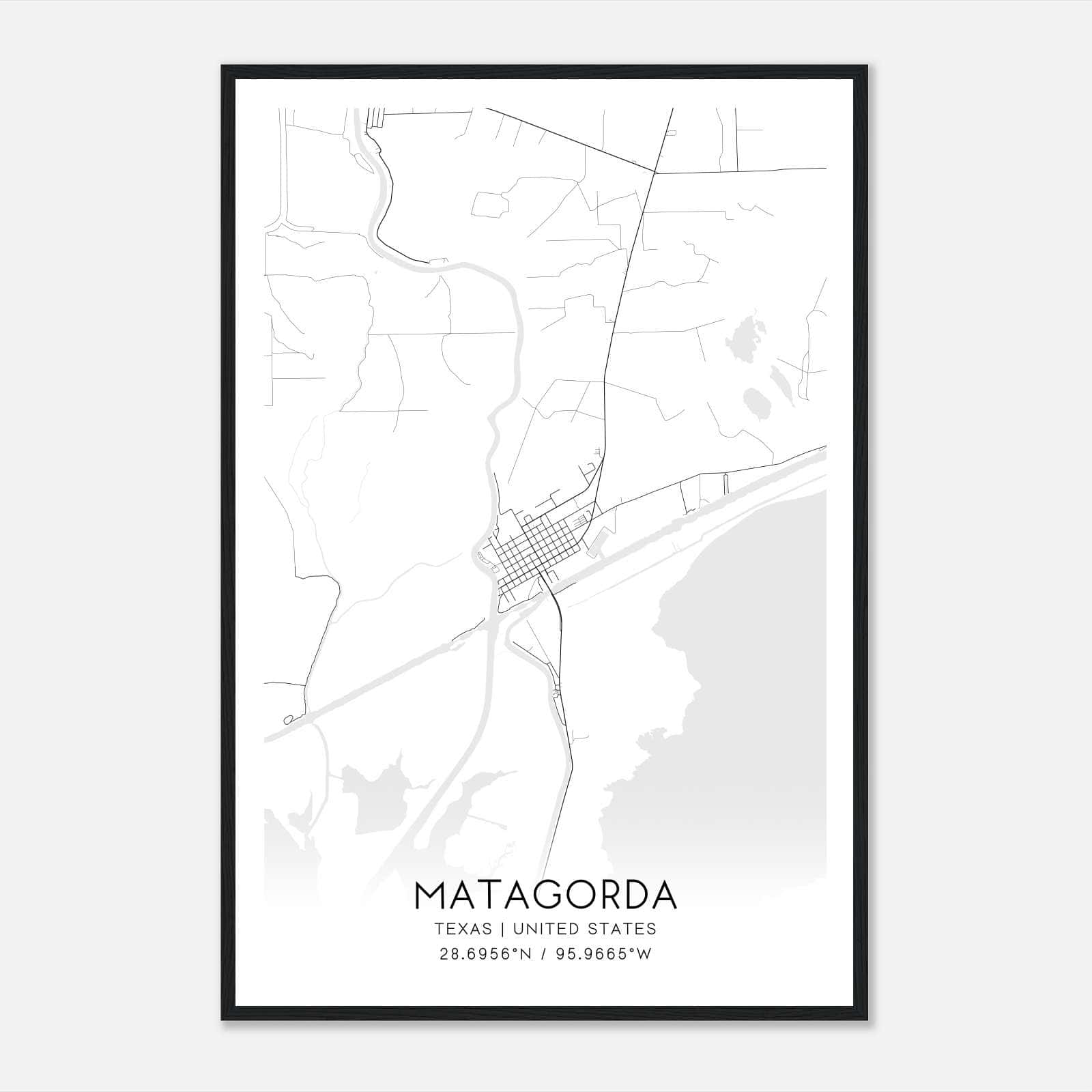 Matagorda Texas Map Poster, Modern Home Decor Wall Art Print - Custom ...