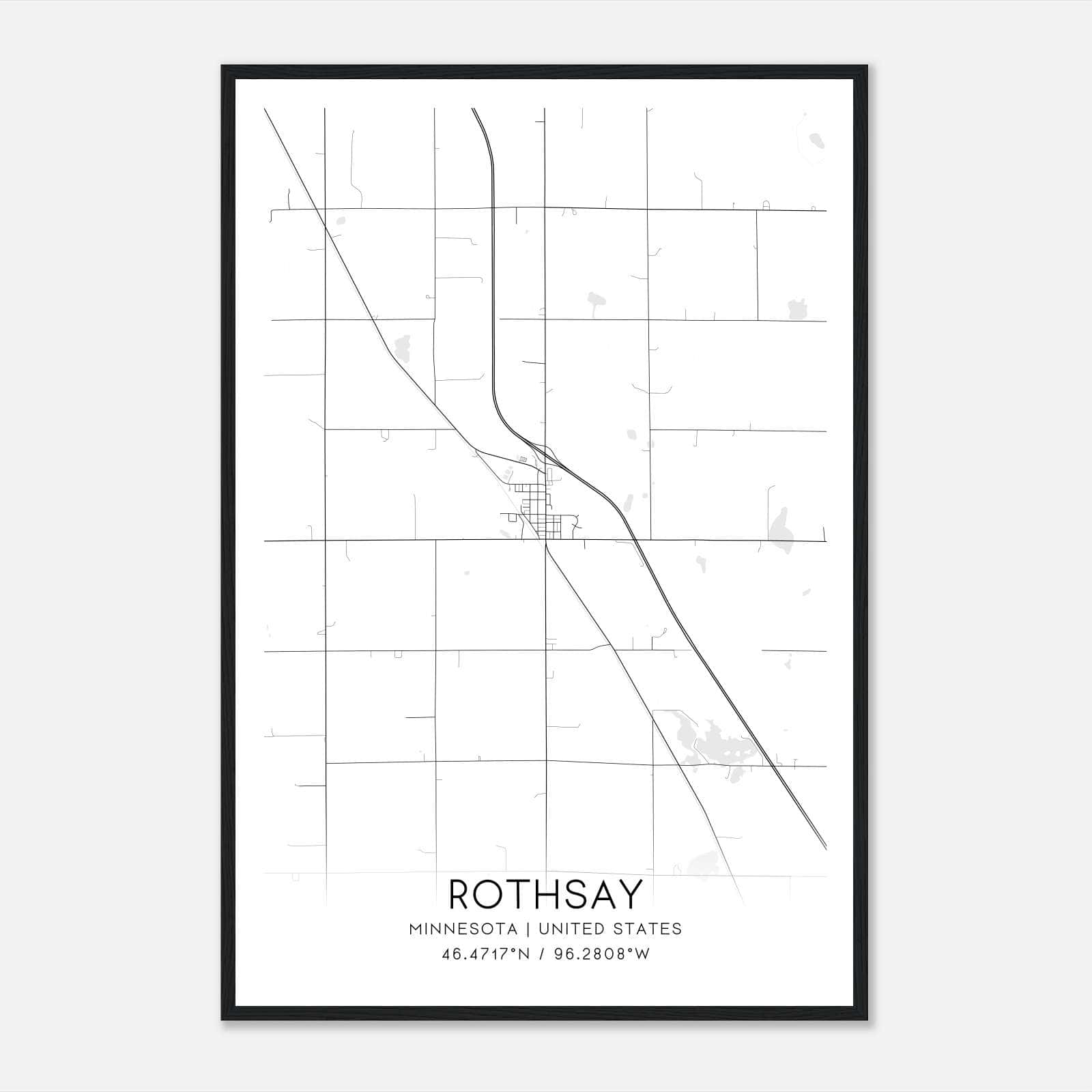Rothsay Minnesota Map Poster, Modern Home Decor Wall Art Print - Custom ...