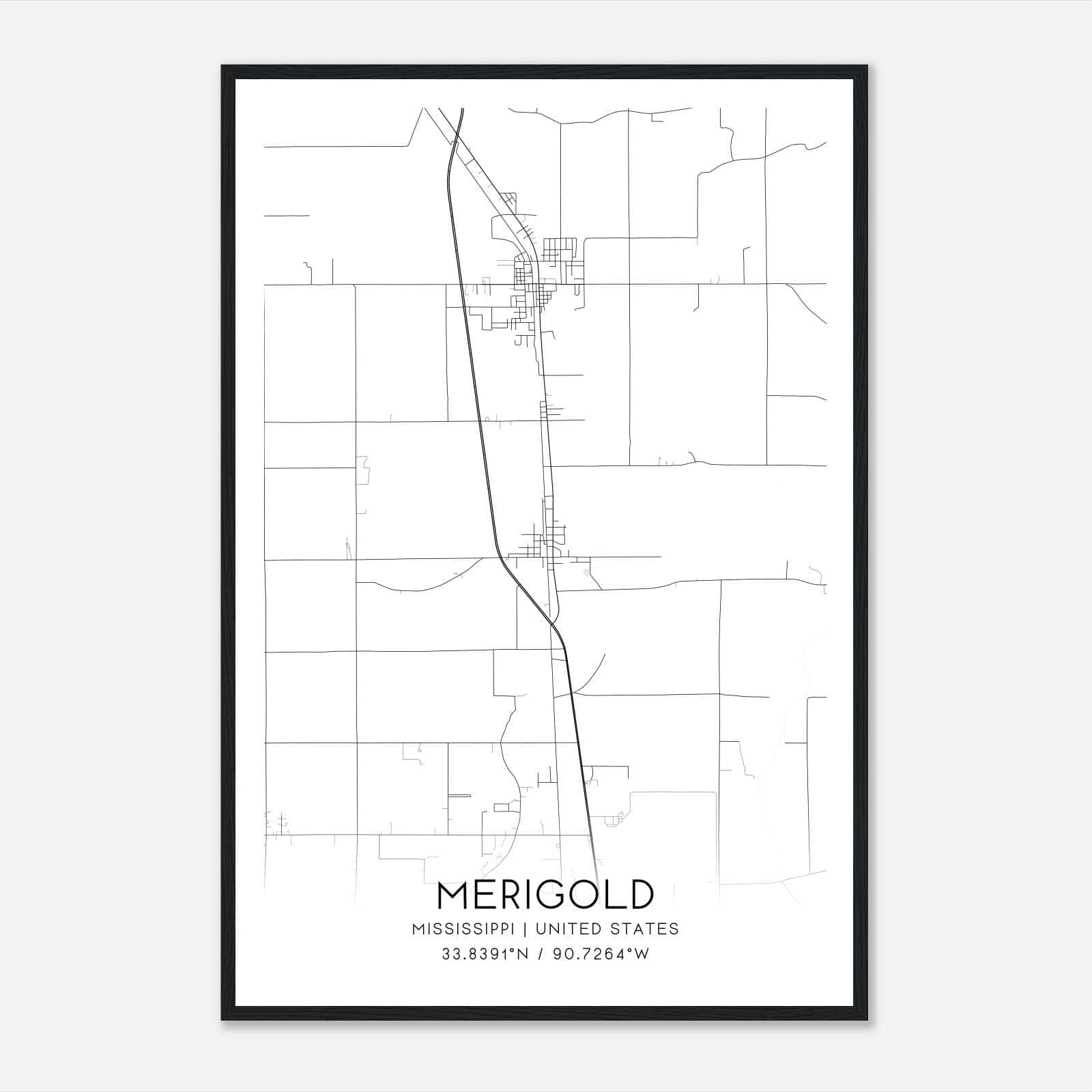 Merigold Mississippi Map Poster, Modern Home Decor Wall Art Print ...