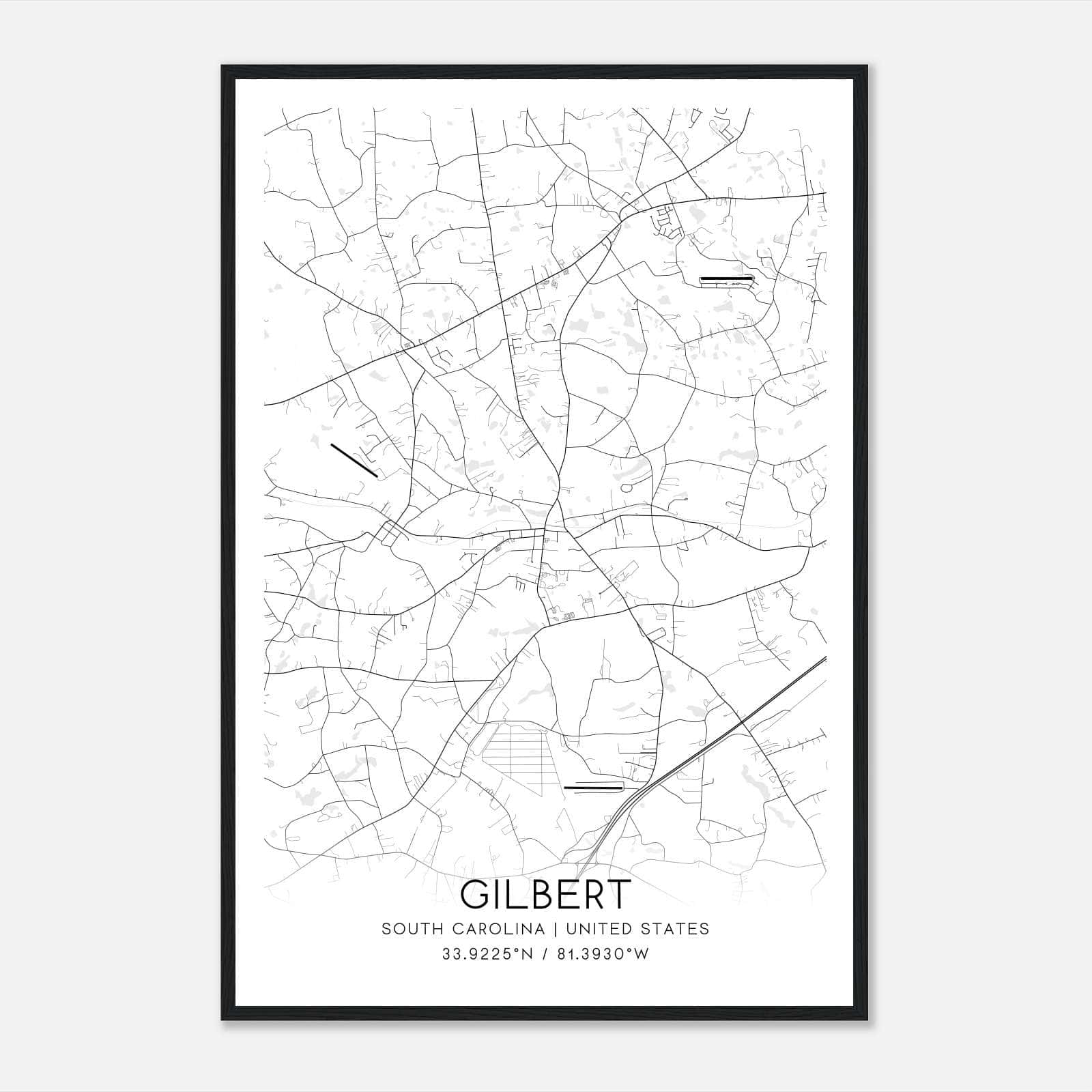 Gilbert South Carolina Map Poster, Modern Home Decor Wall Art Print ...