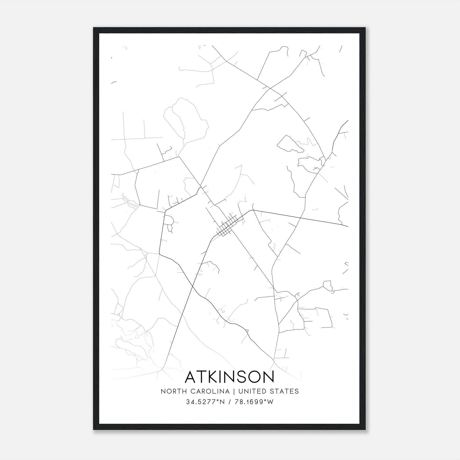 Atkinson North Carolina Map Poster, Modern Home Decor Wall Art Print ...