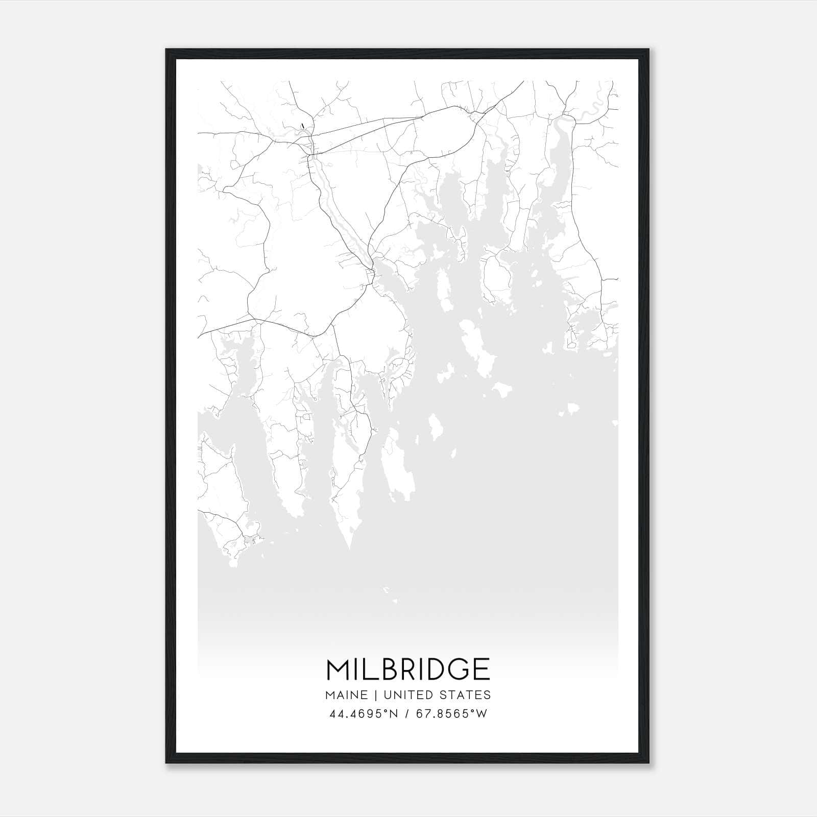 Milbridge Maine Map Poster, Modern Home Decor Wall Art Print - Custom ...