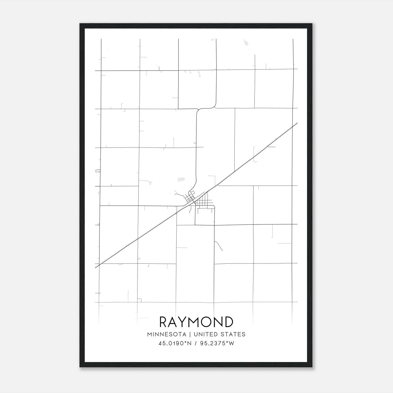 Raymond Minnesota Map Poster, Modern Home Decor Wall Art Print - Custom ...