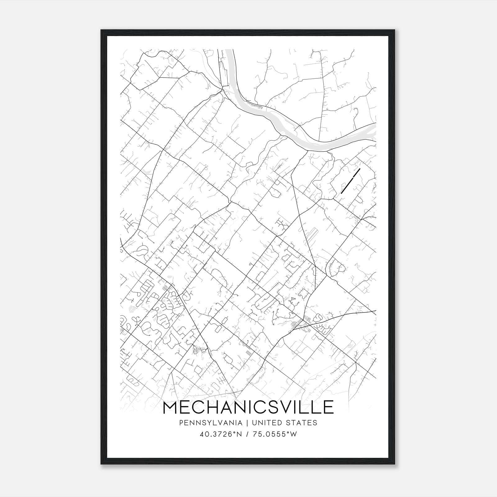 Mechanicsville Pennsylvania Map Poster, Modern Home Decor Wall Art ...