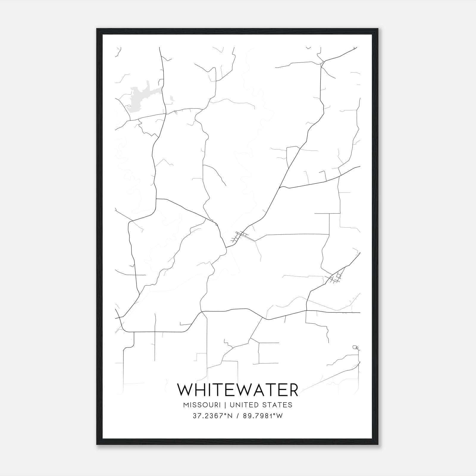 Whitewater Missouri Map Poster, Modern Home Decor Wall Art Print ...