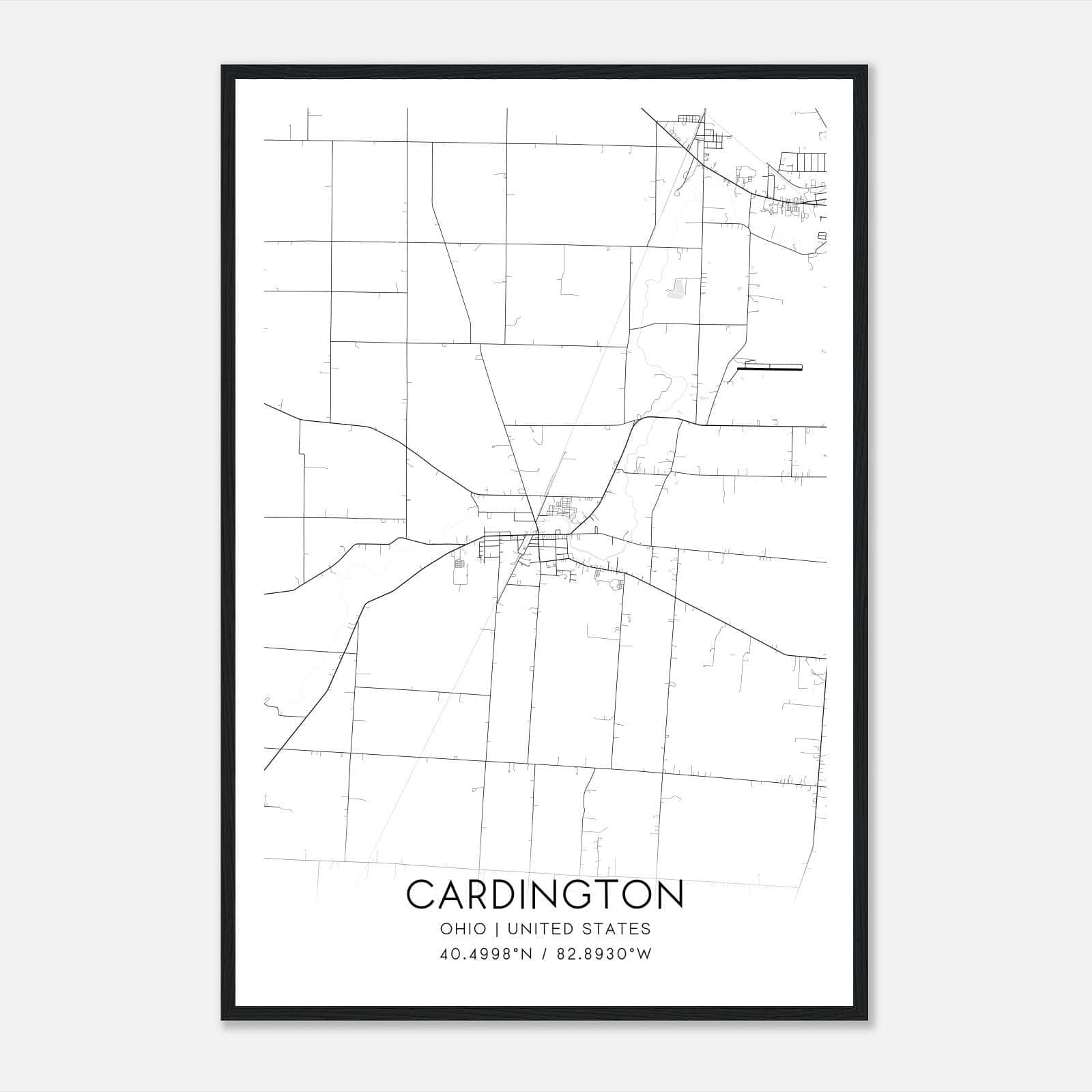 Cardington Ohio Map Poster, Modern Home Decor Wall Art Print - Custom ...