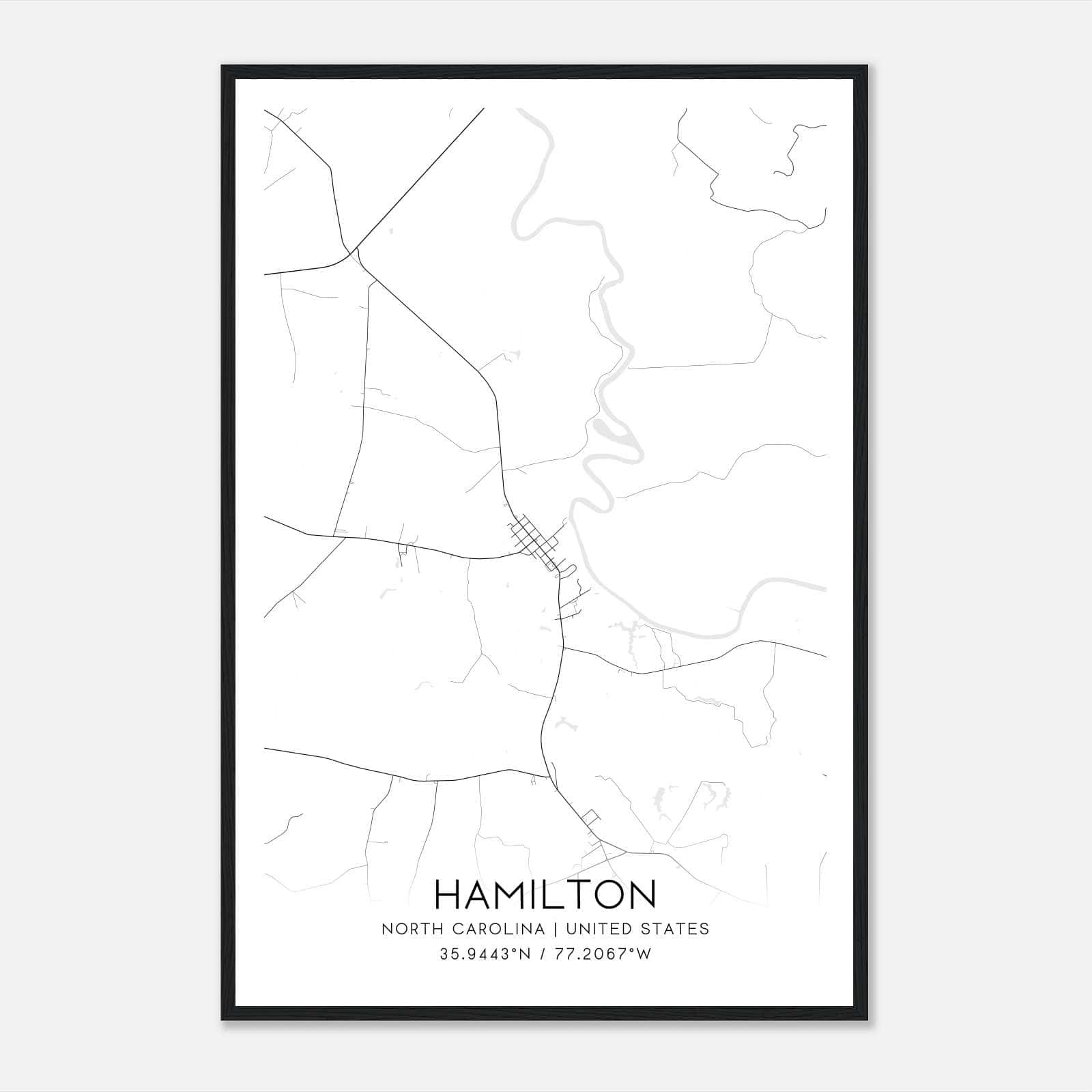 Hamilton North Carolina Map Poster, Modern Home Decor Wall Art Print ...