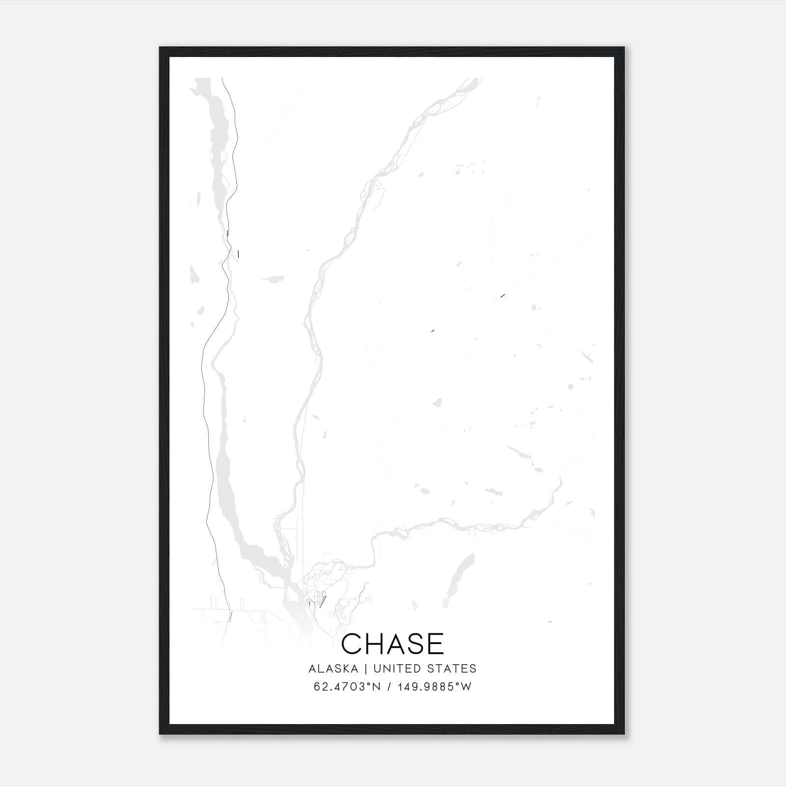Chase Alaska Map Poster, Modern Home Decor Wall Art Print - Custom Maps ...
