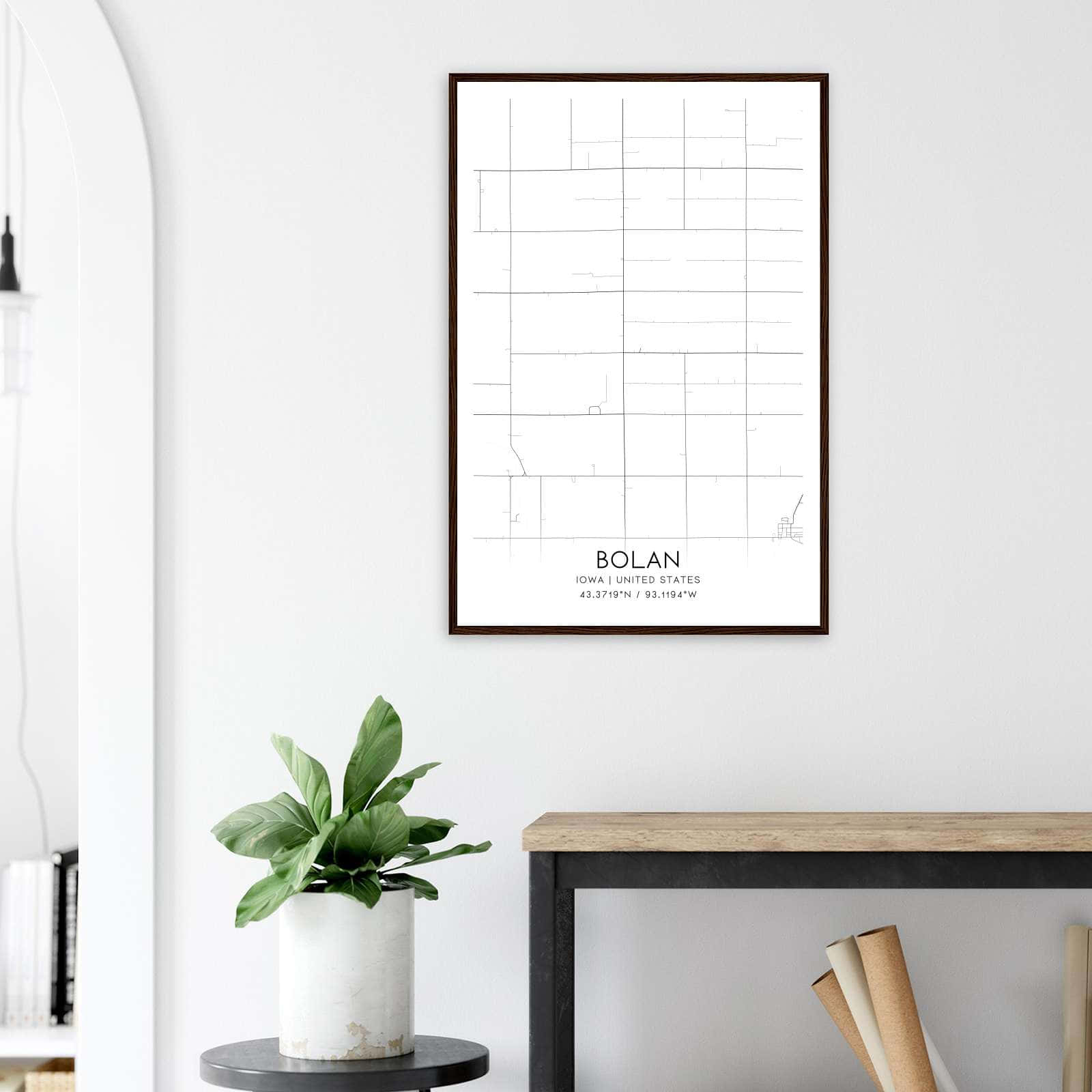 Bolan Iowa Map Poster, Modern Home Decor Wall Art Print - Custom Maps ...