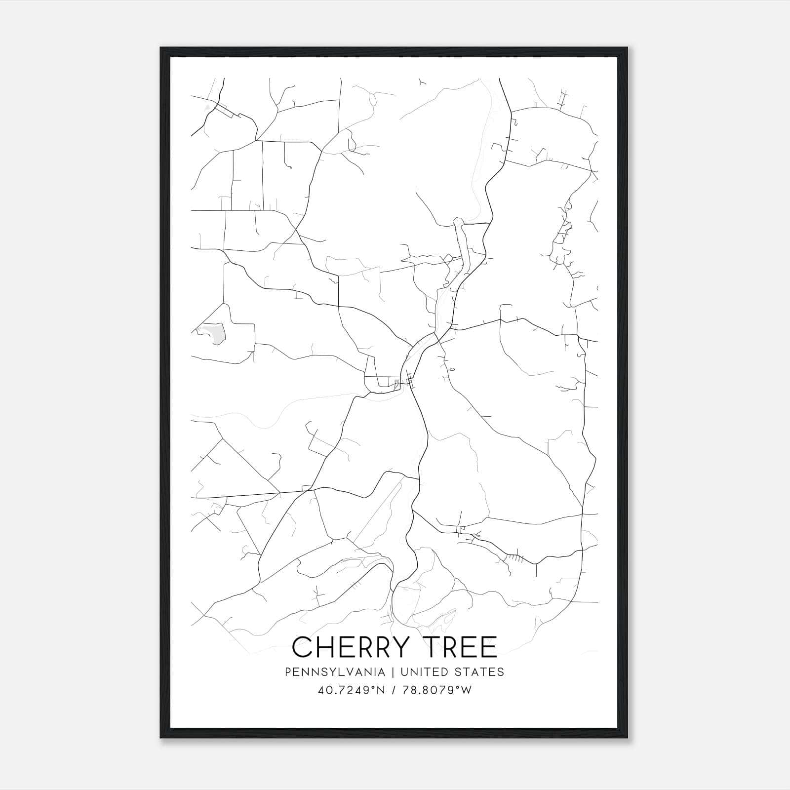 Cherry Tree Pennsylvania Map Poster, Modern Home Decor Wall Art Print ...