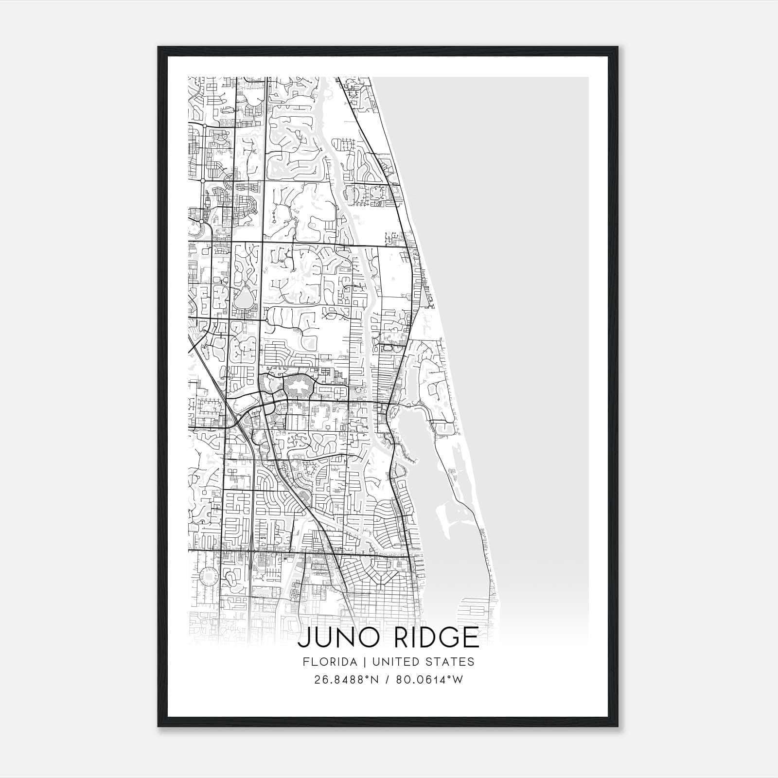 Juno Ridge Florida Map Poster, Modern Home Decor Wall Art Print ...