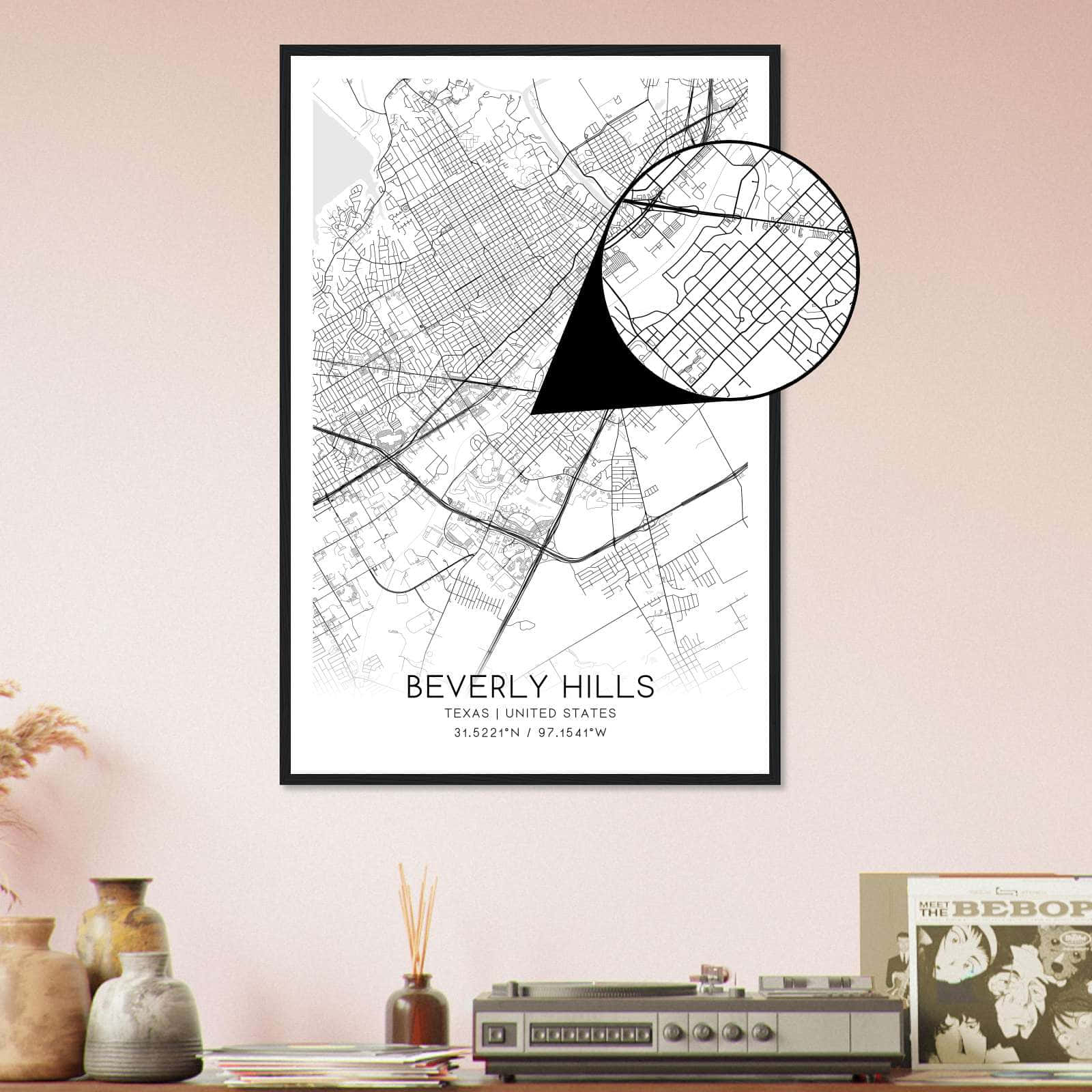 Beverly Hills Texas Map Poster, Modern Home Decor Wall Art Print ...
