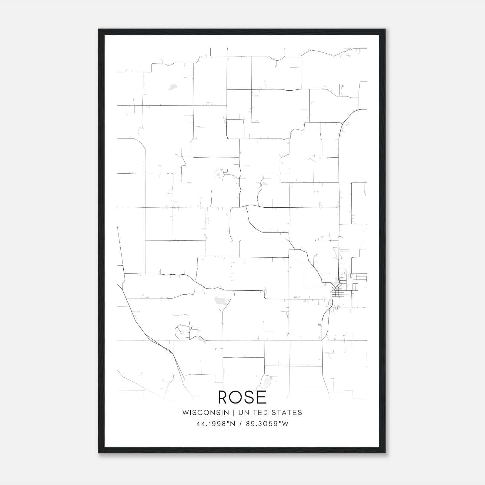 Rose Wisconsin Map Poster, Modern Home Decor Wall Art Print - Custom ...