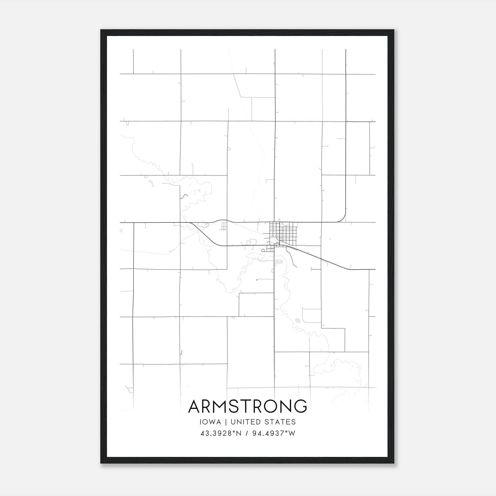 Armstrong Iowa Map Poster, Modern Home Decor Wall Art Print - Custom ...