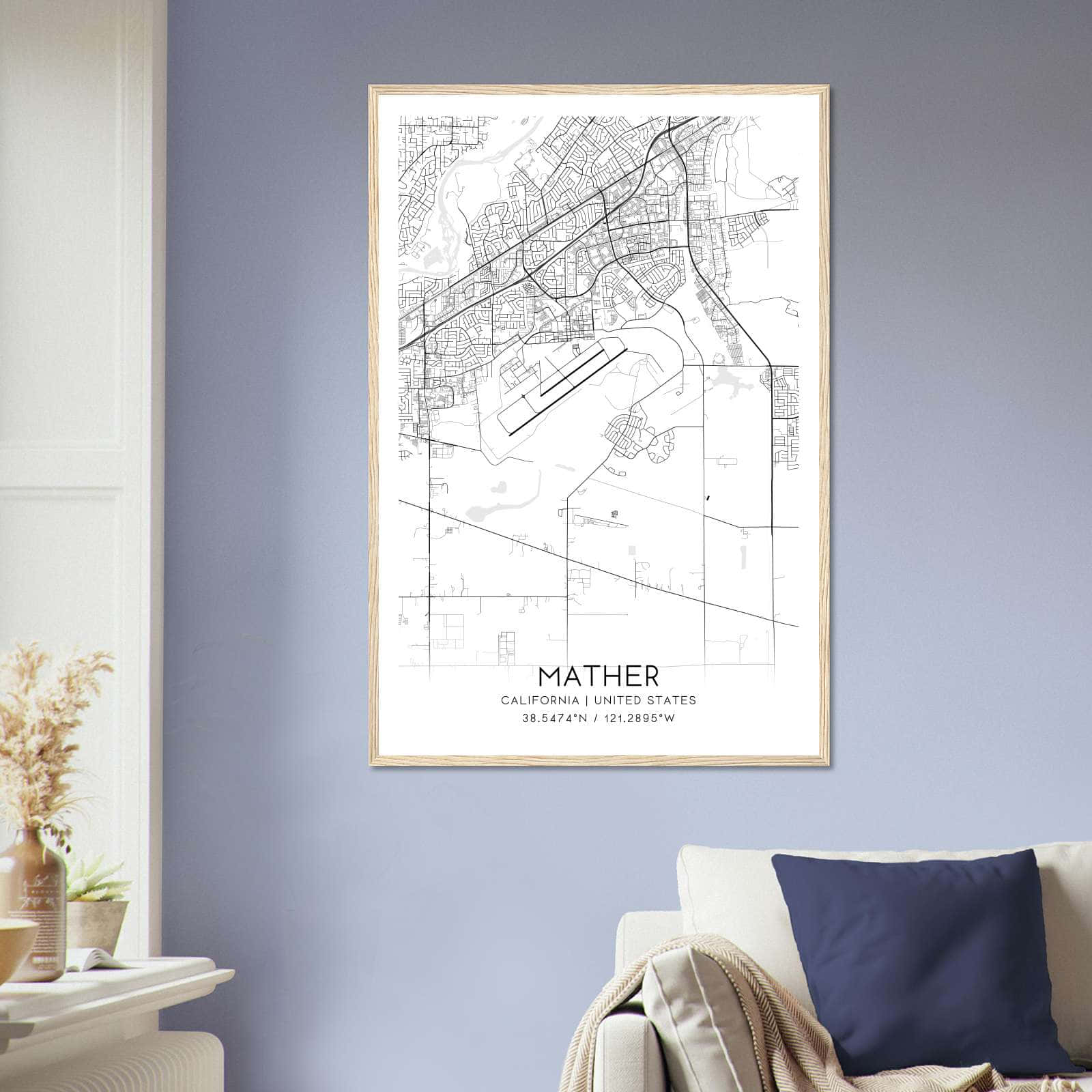 Mather California Map Poster, Modern Home Decor Wall Art Print - Custom ...