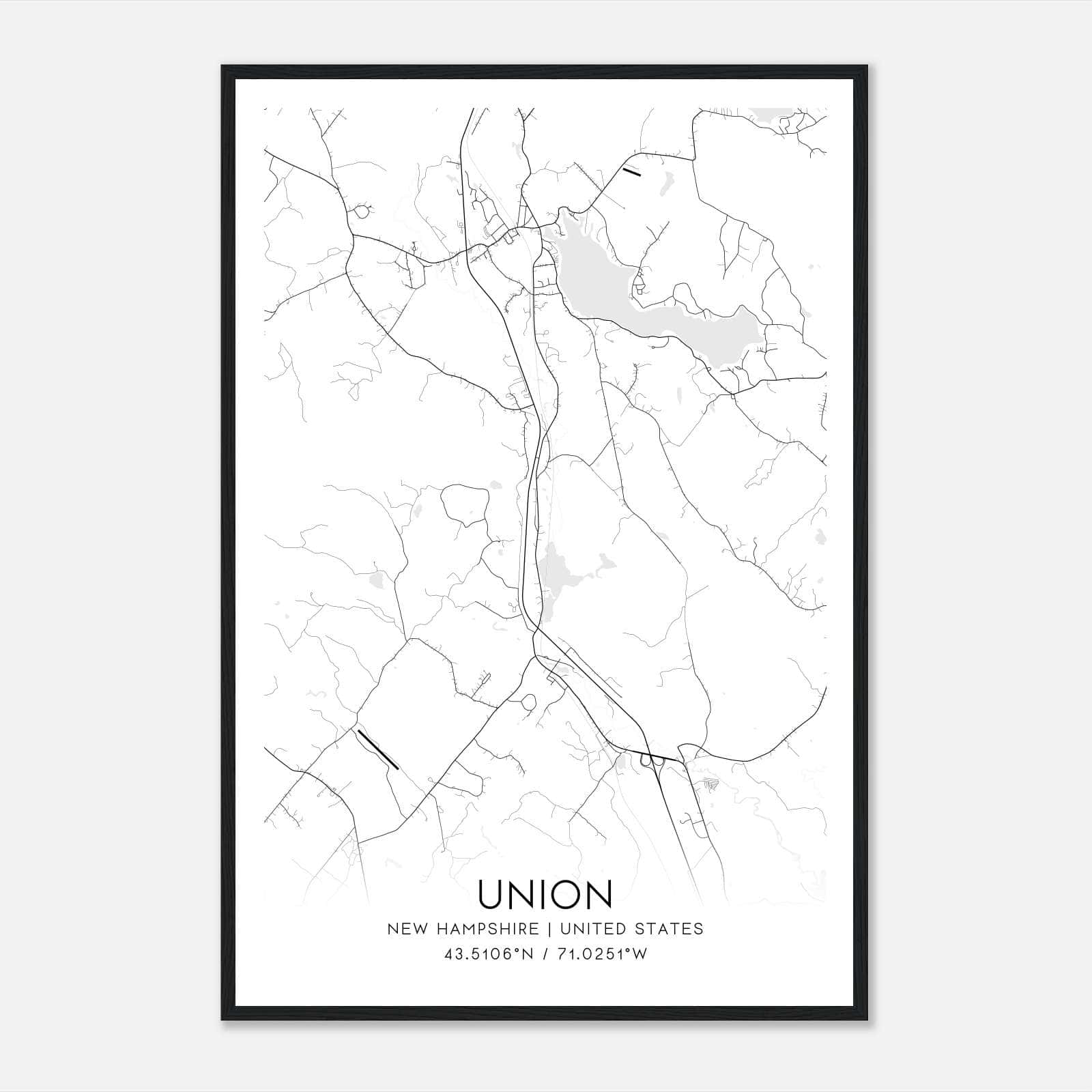 Union New Hampshire Map Poster, Modern Home Decor Wall Art Print ...