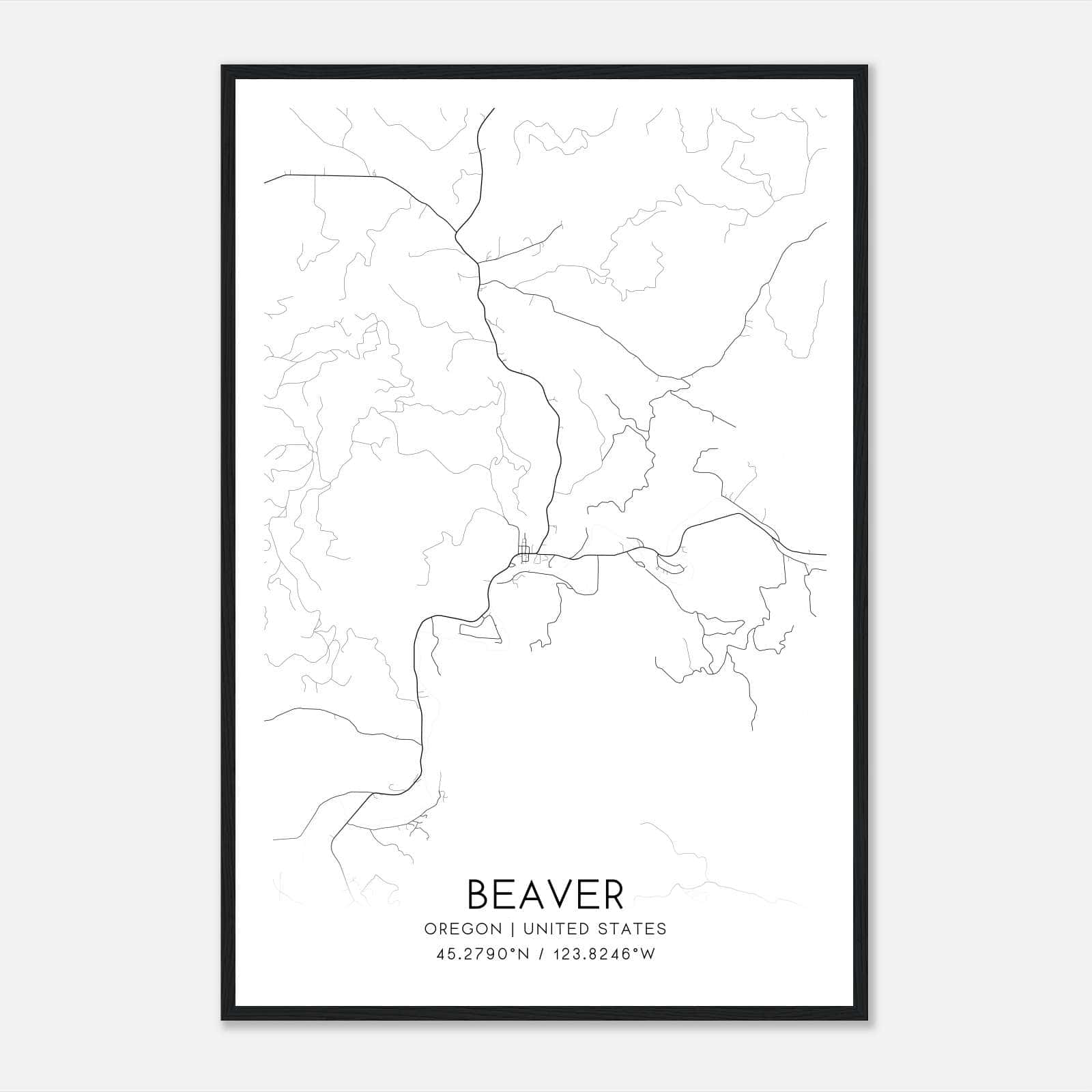 Beaver Oregon Map Poster, Modern Home Decor Wall Art Print - Custom ...