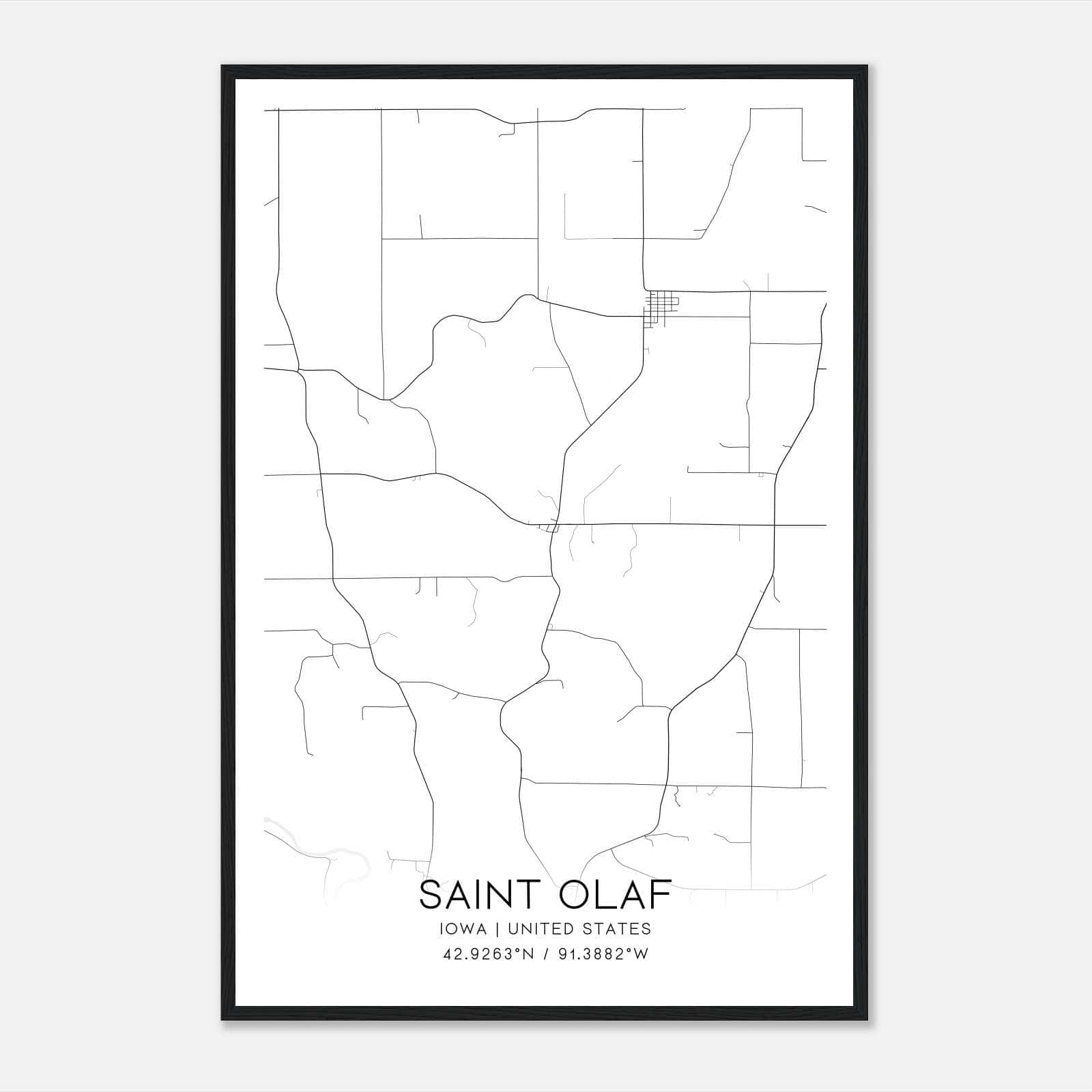 Saint Olaf Iowa Map Poster, Modern Home Decor Wall Art Print - Custom ...