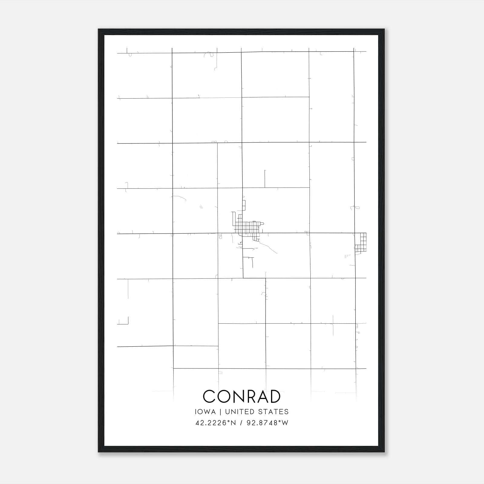 Conrad Iowa Map Poster, Modern Home Decor Wall Art Print - Custom Maps ...