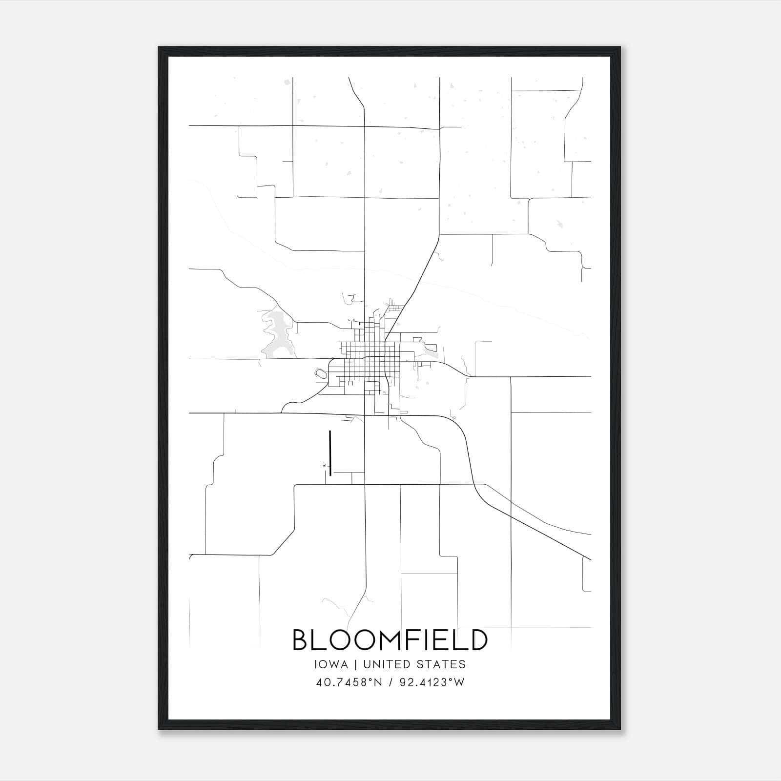 Bloomfield Iowa Map Poster, Modern Home Decor Wall Art Print - Custom ...