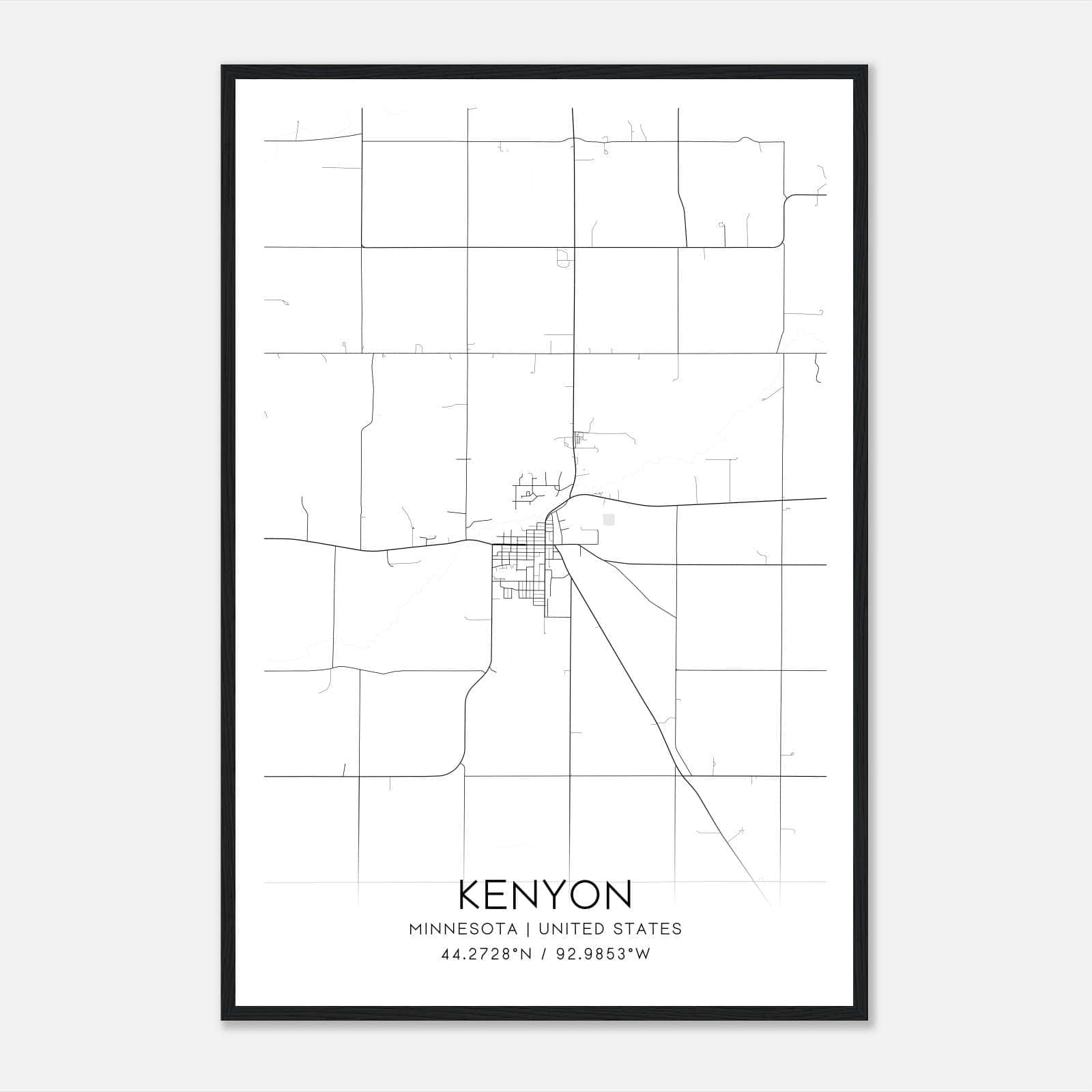 Kenyon Minnesota Map Poster, Modern Home Decor Wall Art Print - Custom ...