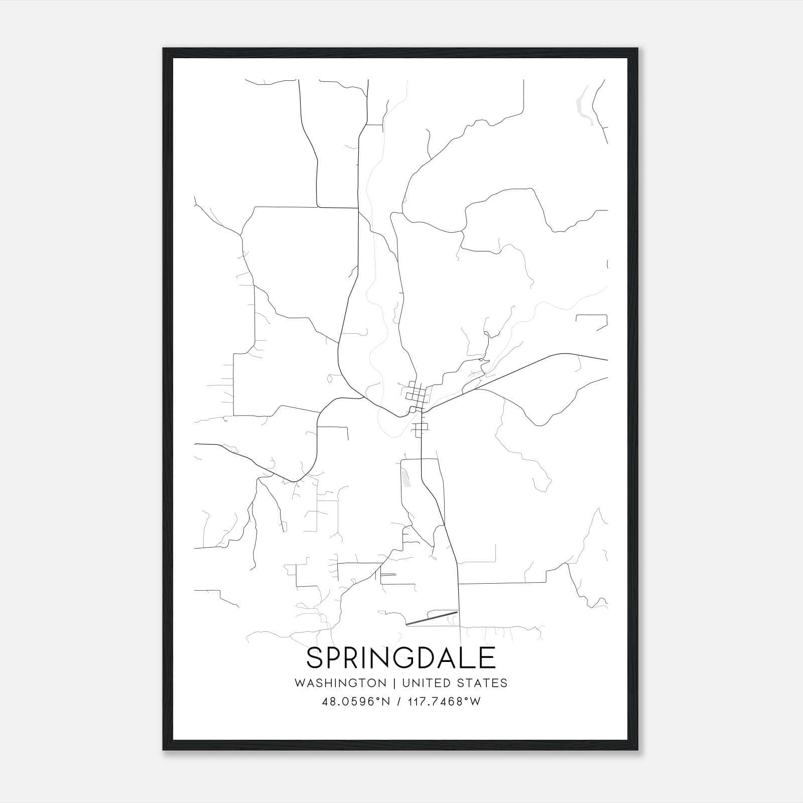 Springdale Washington Map Poster, Modern Home Decor Wall Art Print ...
