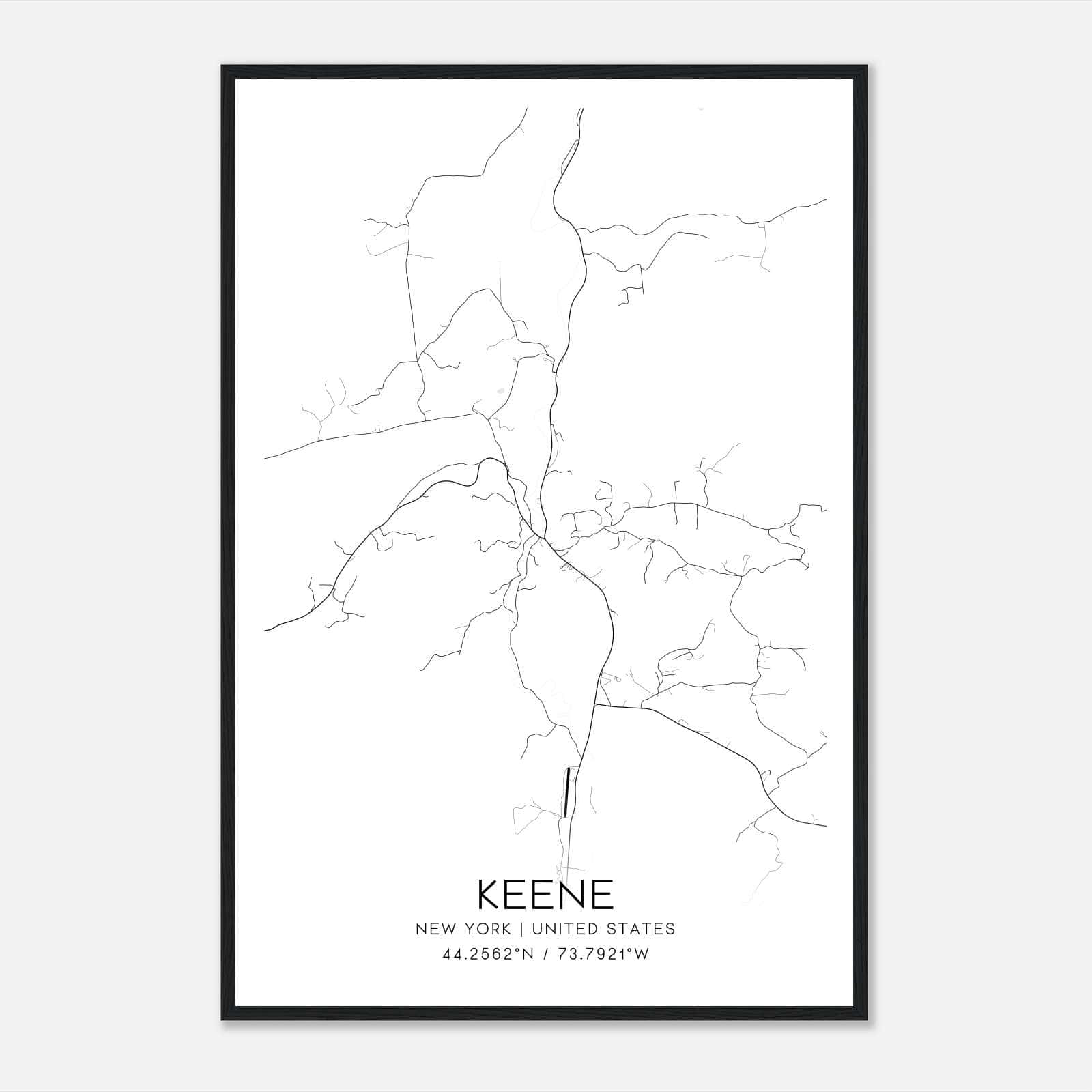 Keene New York Map Poster, Modern Home Decor Wall Art Print - Custom ...
