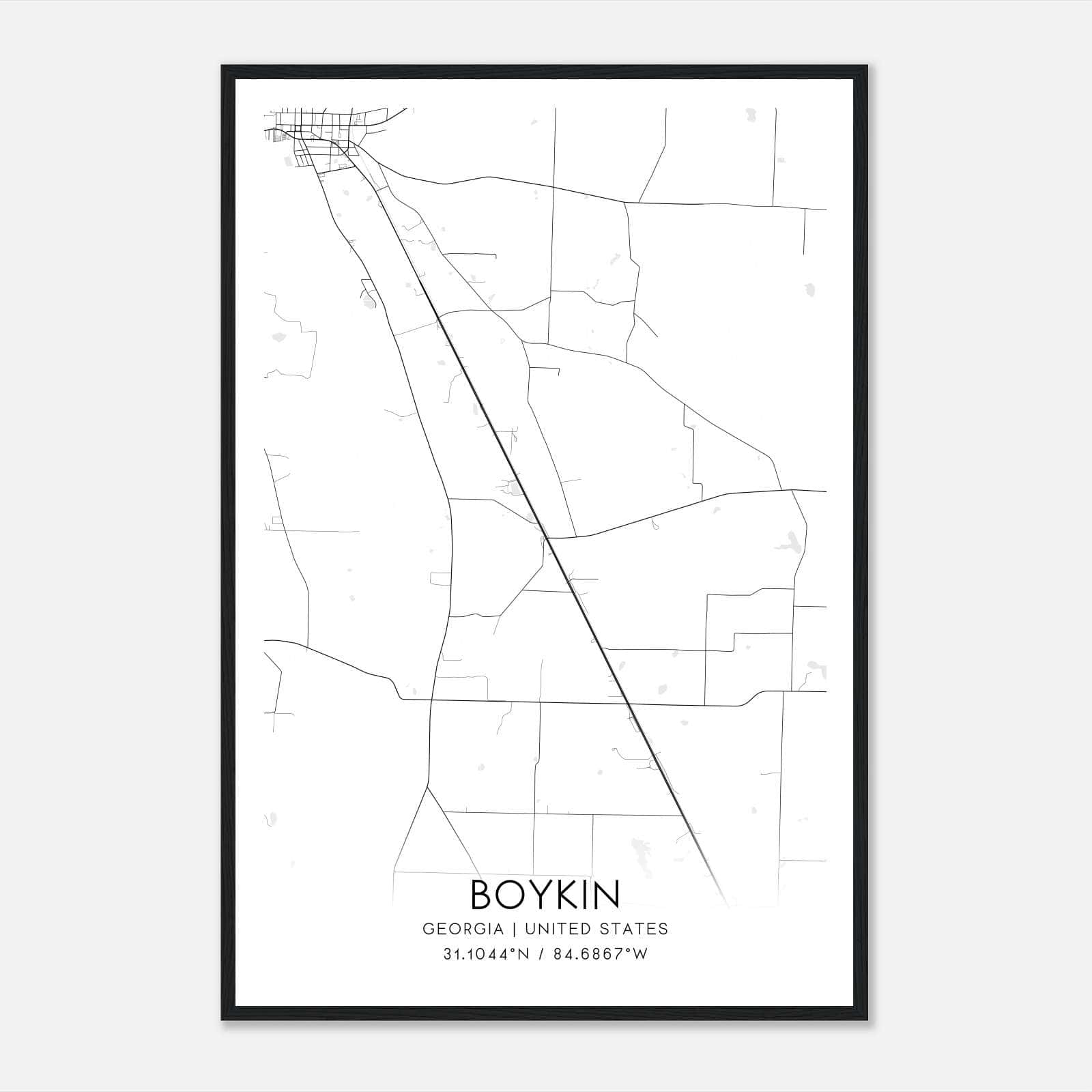 Boykin Georgia Map Poster, Modern Home Decor Wall Art Print - Custom ...