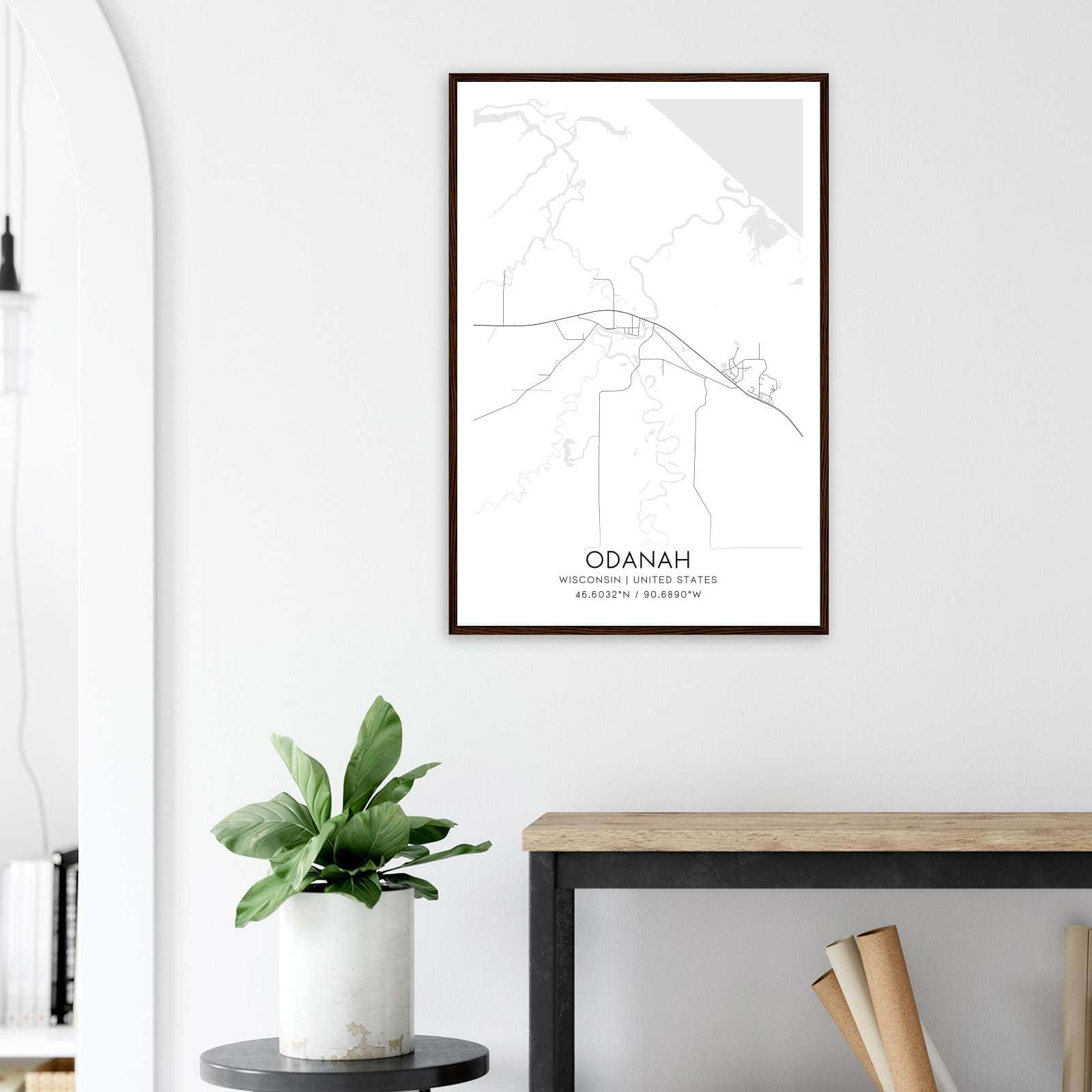 Odanah Wisconsin Map Poster, Modern Home Decor Wall Art Print - Custom ...