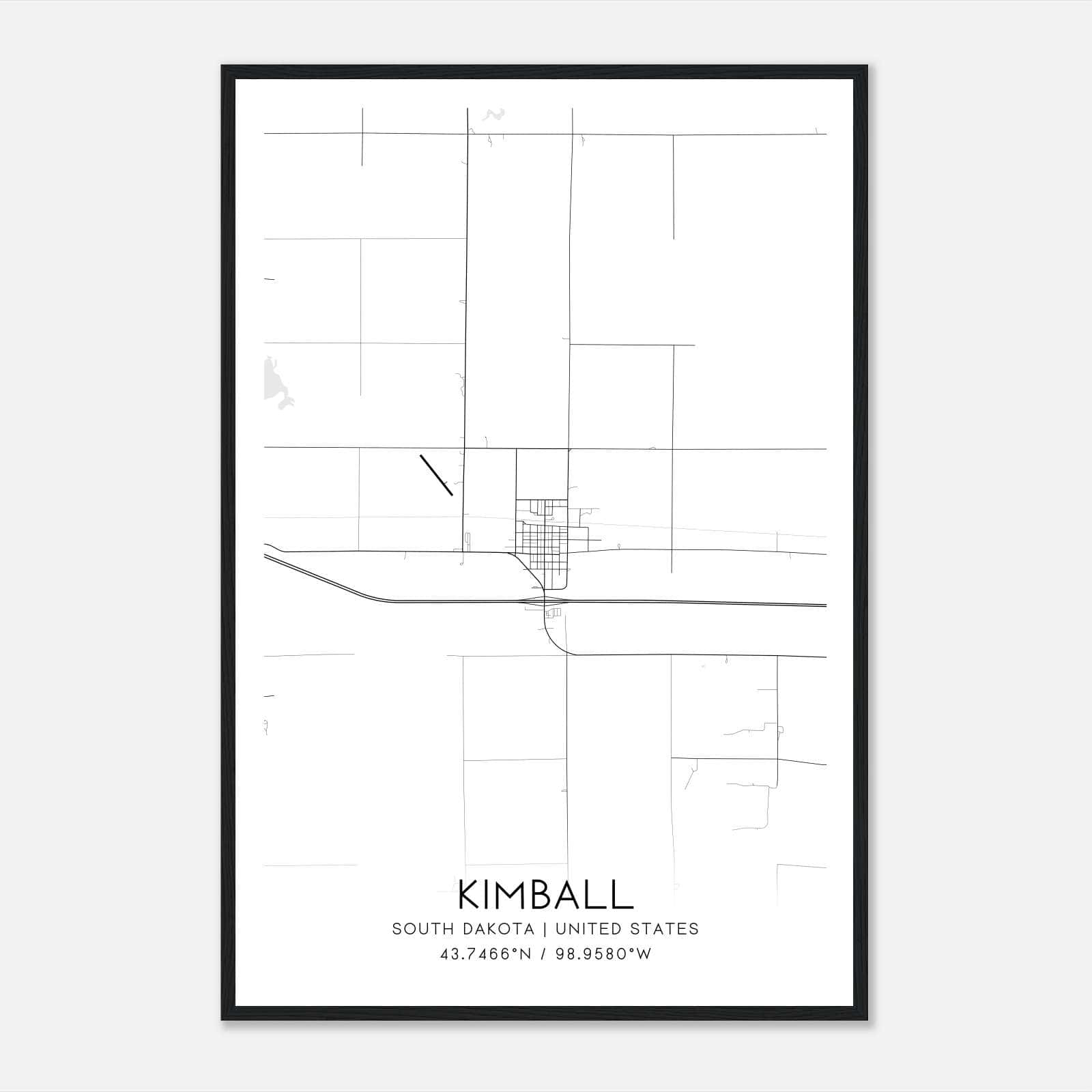 Kimball South Dakota Map Poster, Modern Home Decor Wall Art Print ...