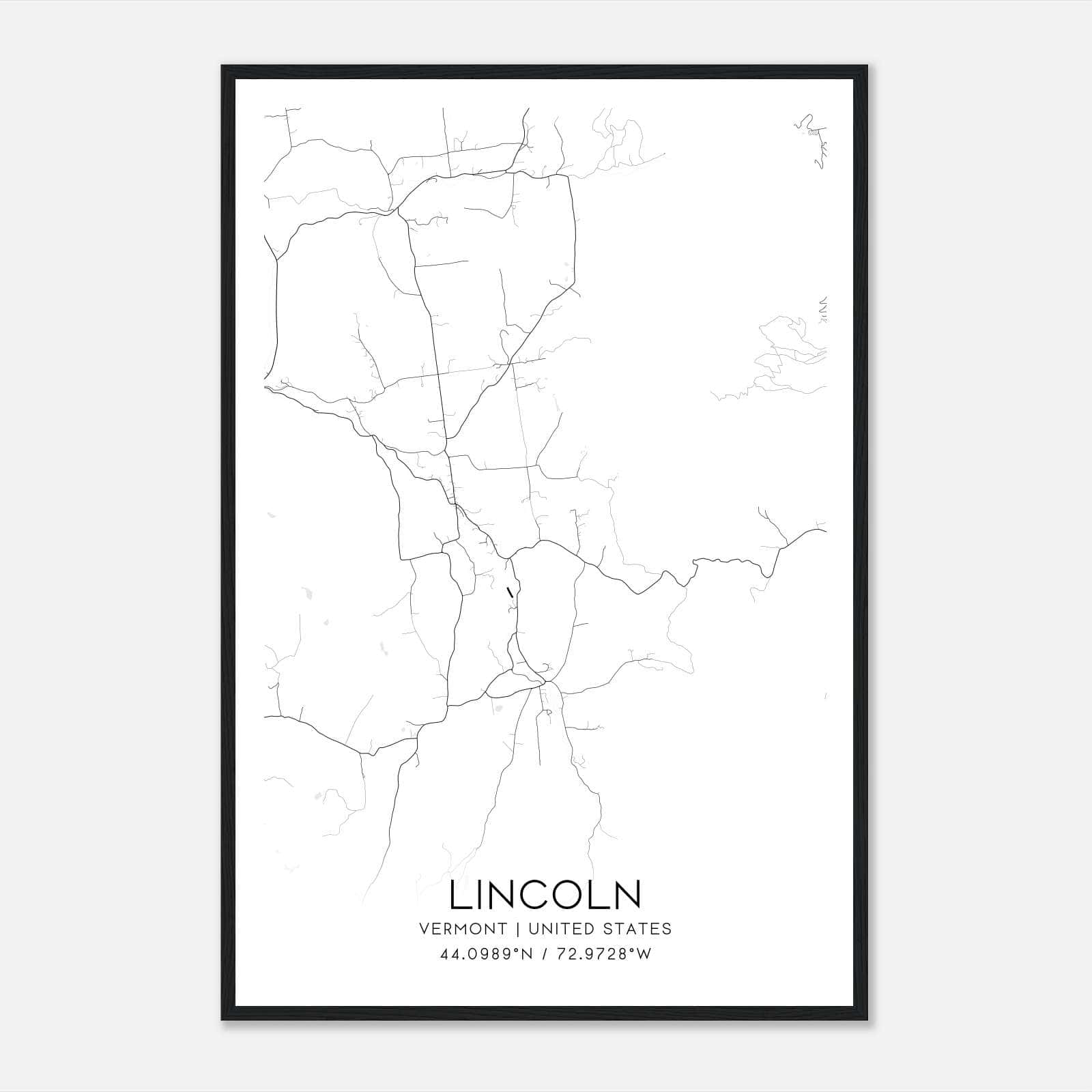 Lincoln Vermont Map Poster, Modern Home Decor Wall Art Print - Custom ...