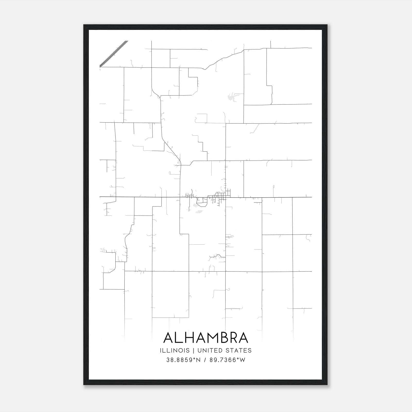 Alhambra Illinois Map Poster, Modern Home Decor Wall Art Print - Custom ...