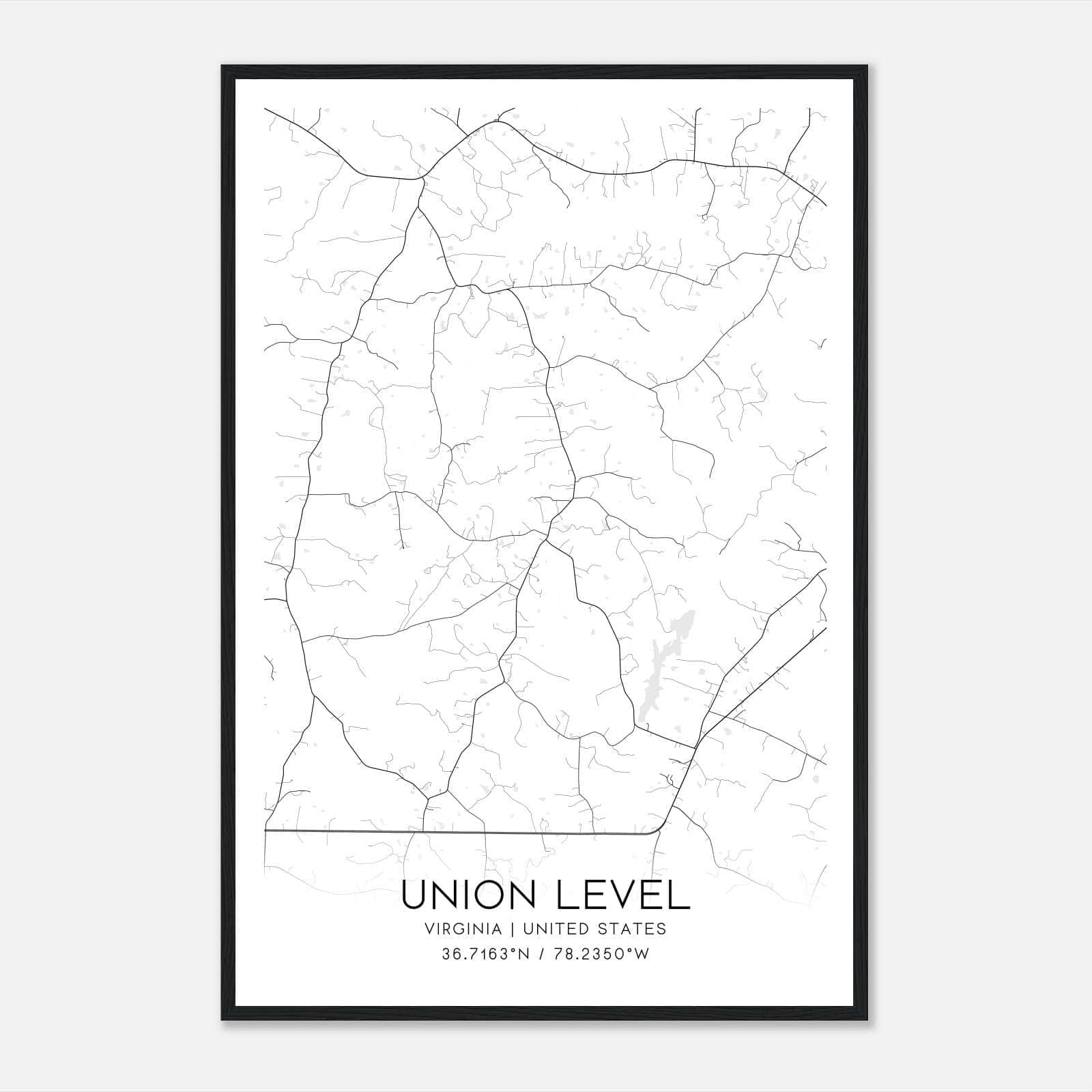 Union Level Virginia Map Poster, Modern Home Decor Wall Art Print ...