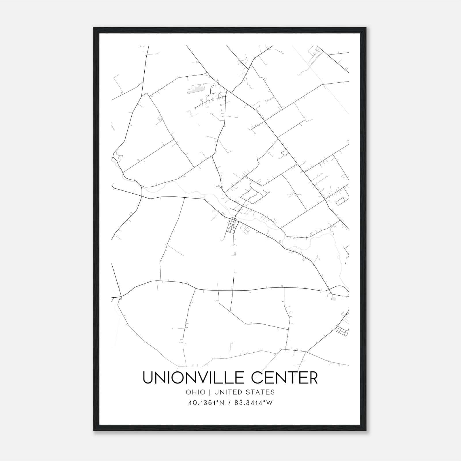 Unionville Center Ohio Map Poster, Modern Home Decor Wall Art Print ...