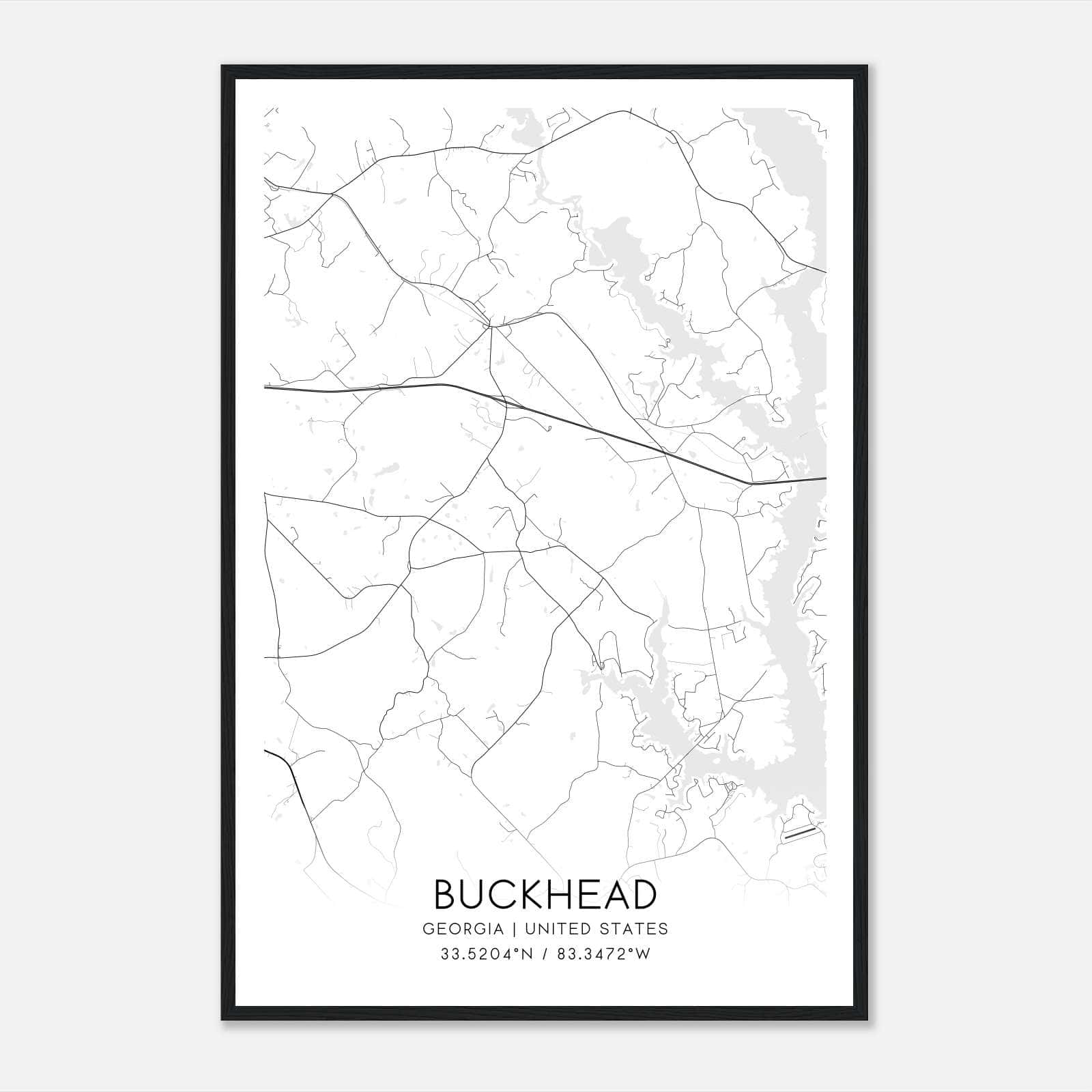 Buckhead Georgia Map Poster, Modern Home Decor Wall Art Print - Custom ...