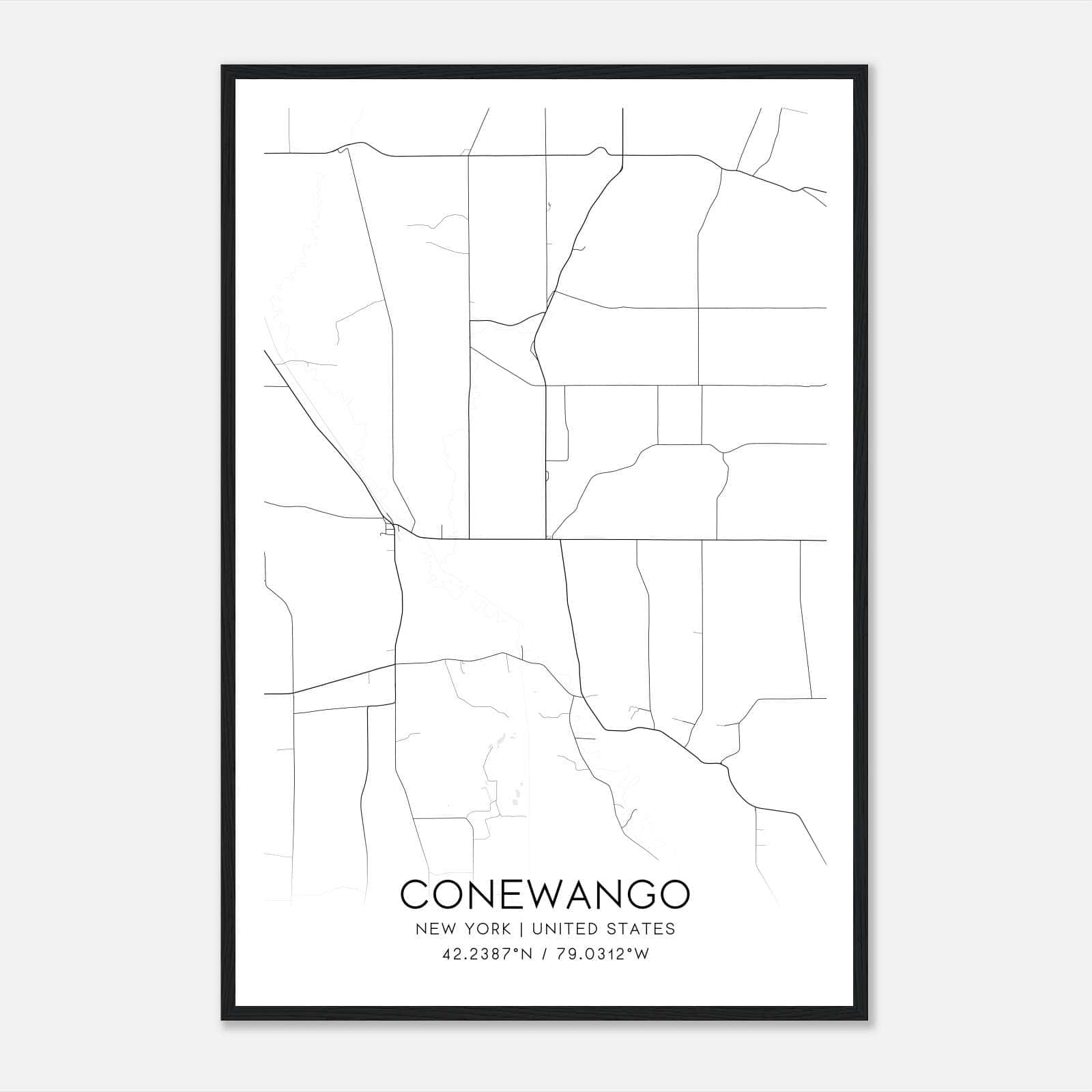 Conewango New York Map Poster, Modern Home Decor Wall Art Print ...