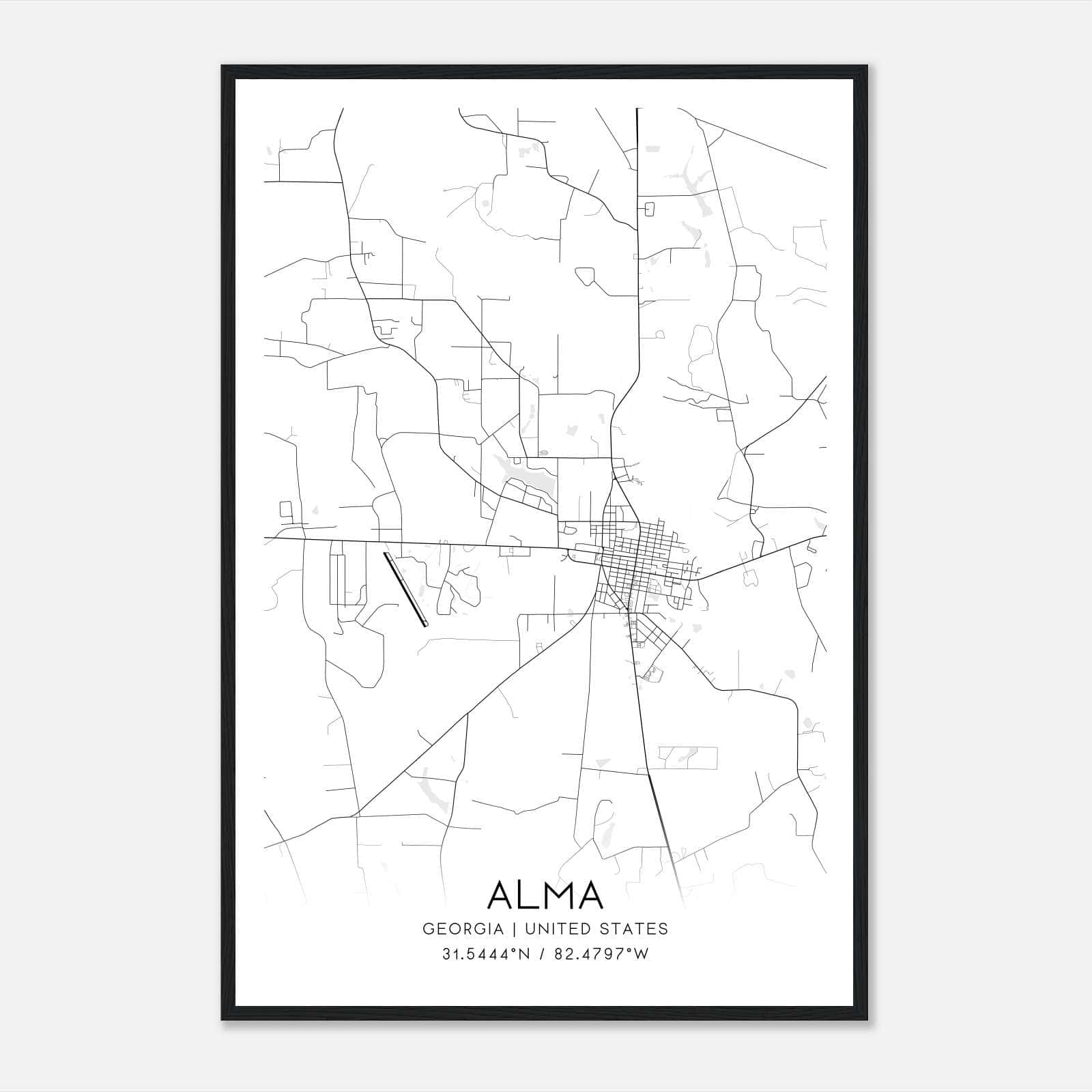 Alma Georgia Map Poster, Modern Home Decor Wall Art Print - Custom Maps ...