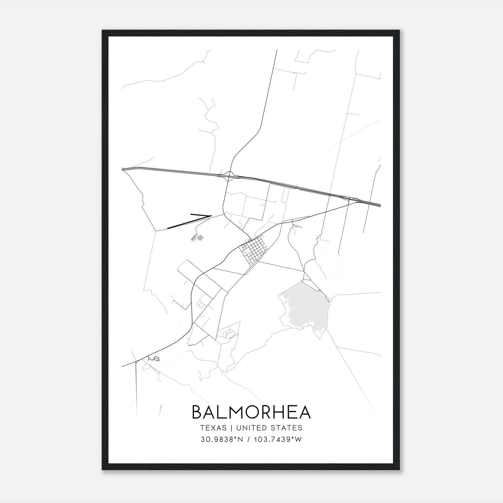 Balmorhea Texas Map Poster, Modern Home Decor Wall Art Print - Custom ...