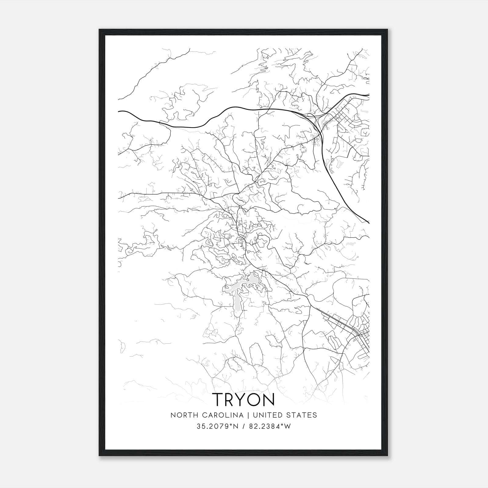 Tryon North Carolina Map Poster, Modern Home Decor Wall Art Print ...
