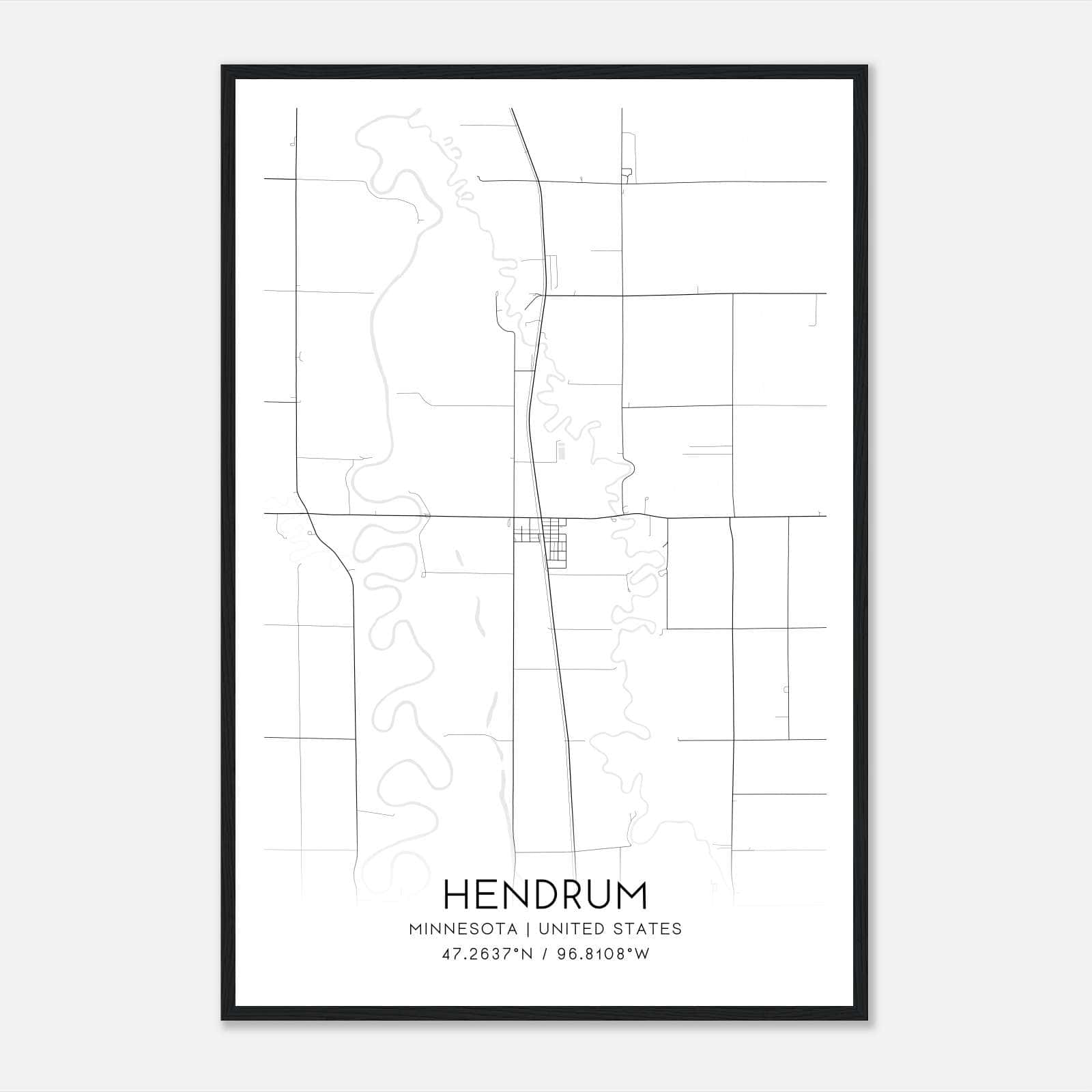 Hendrum Minnesota Map Poster, Modern Home Decor Wall Art Print - Custom ...