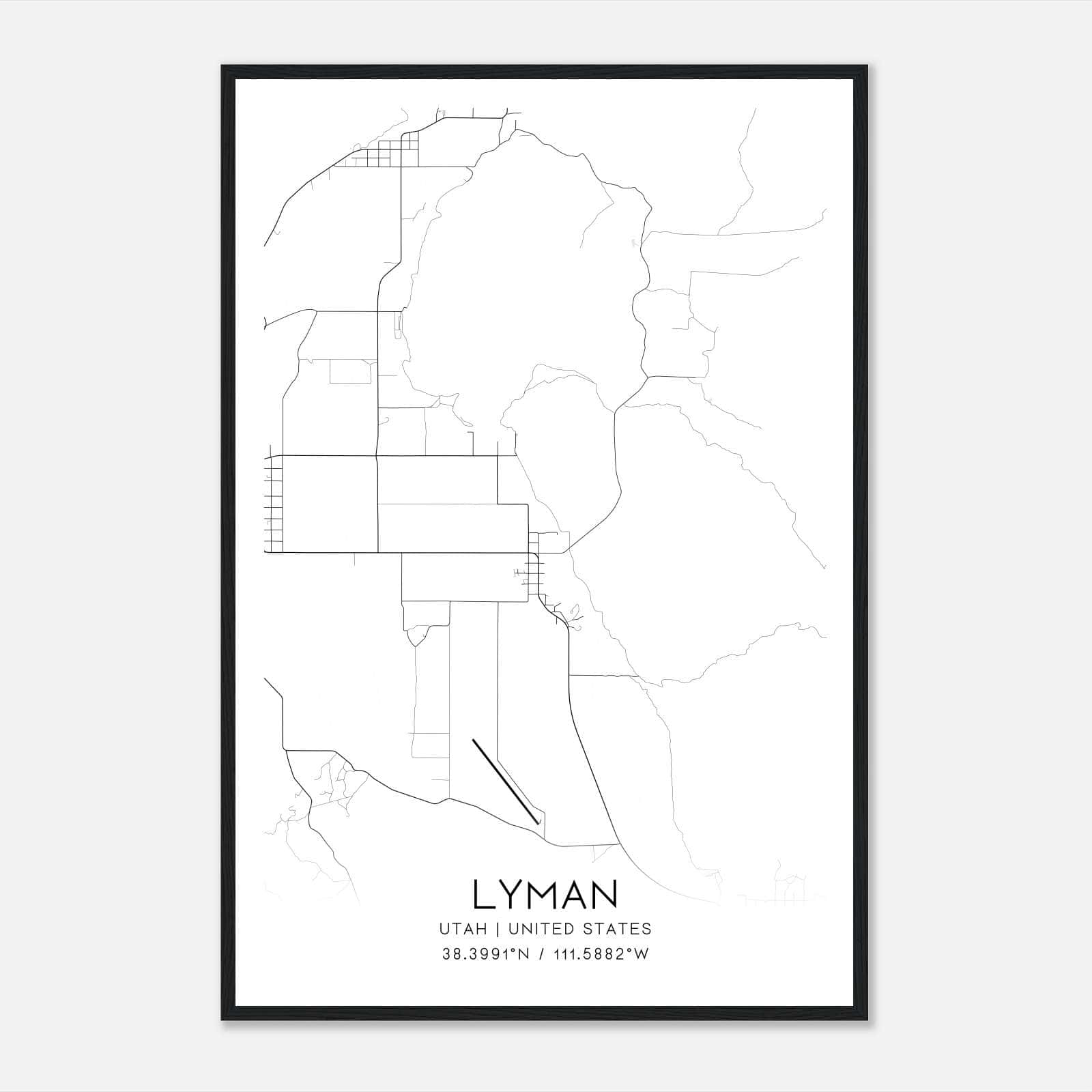 Lyman Utah Map Poster, Modern Home Decor Wall Art Print - Custom Maps & Posters
