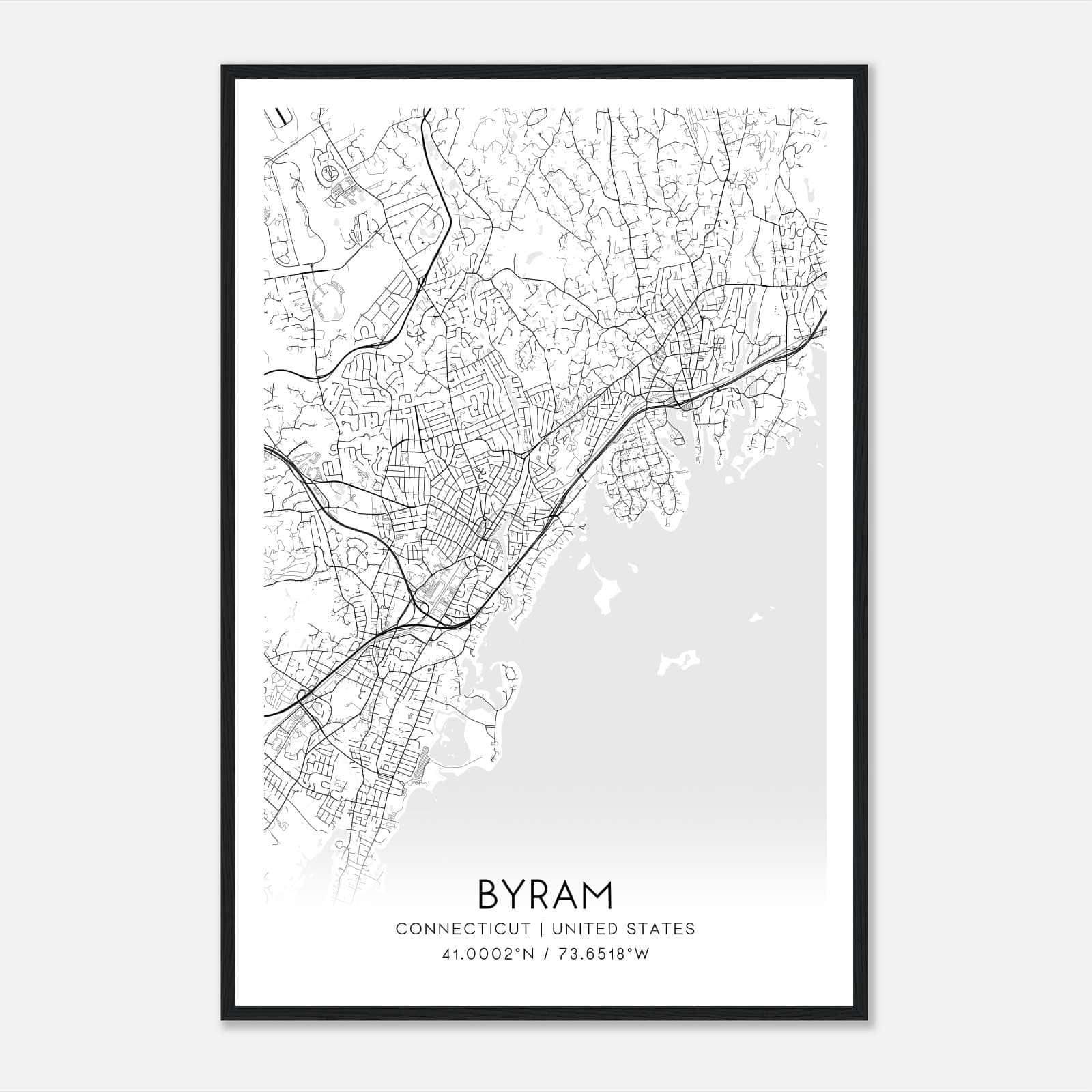 Byram Connecticut Map Poster, Modern Home Decor Wall Art Print - Custom ...