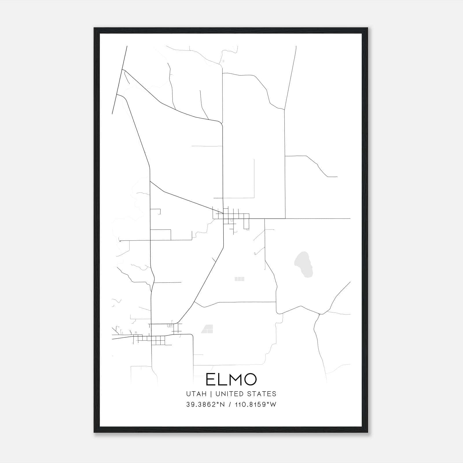 Elmo Utah Map Poster, Modern Home Decor Wall Art Print - Custom Maps ...