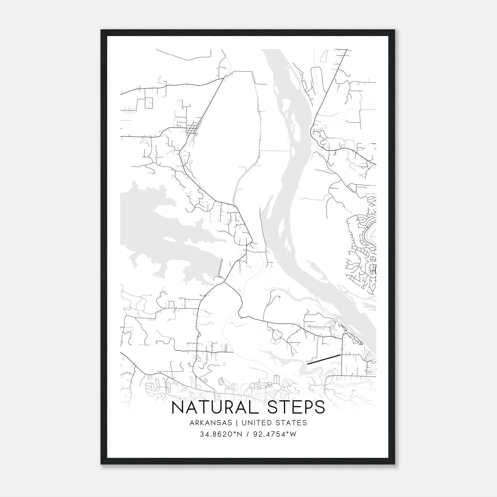 Natural Steps Arkansas Map Poster, Modern Home Decor Wall Art Print ...