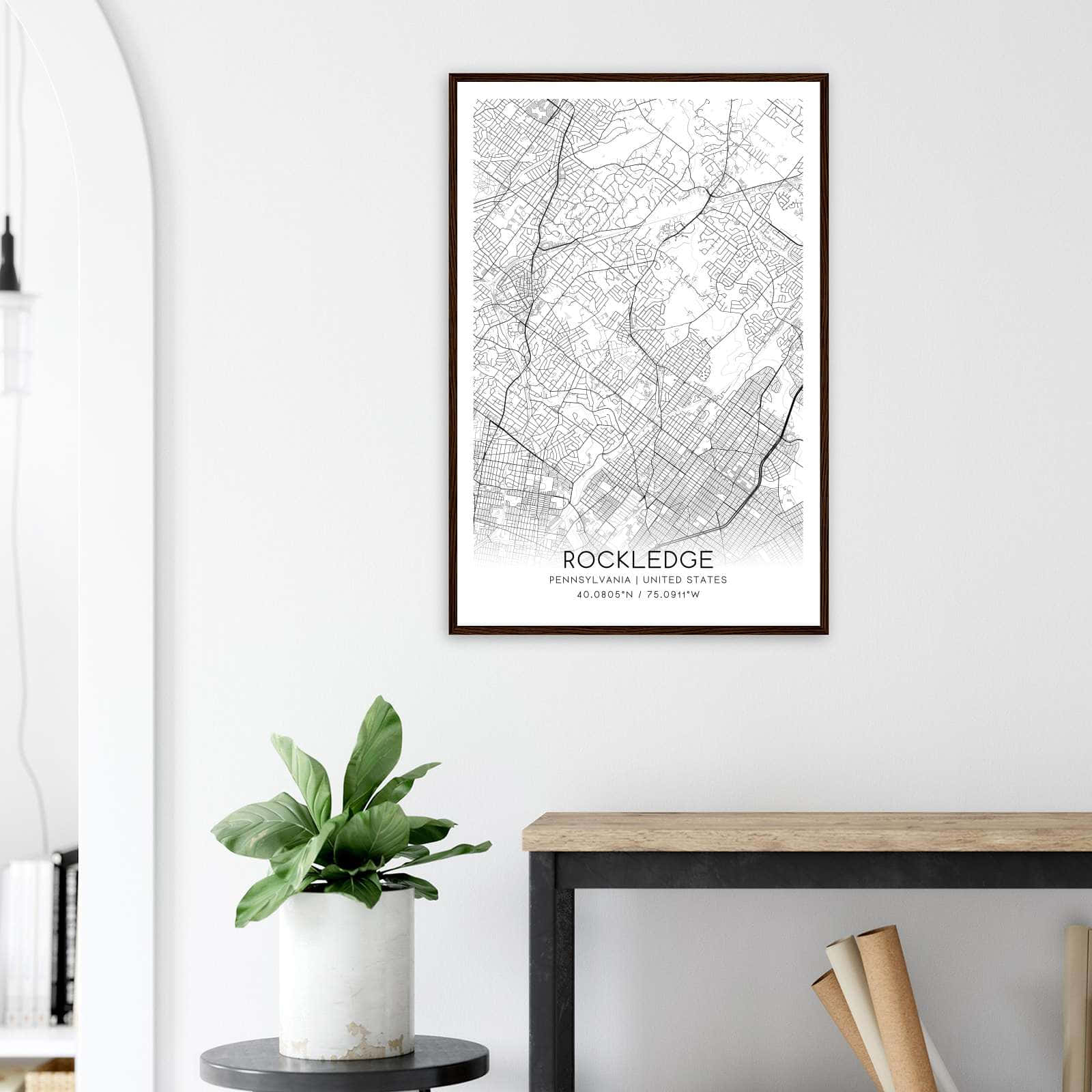 Rockledge Pennsylvania Map Poster, Modern Home Decor Wall Art Print ...