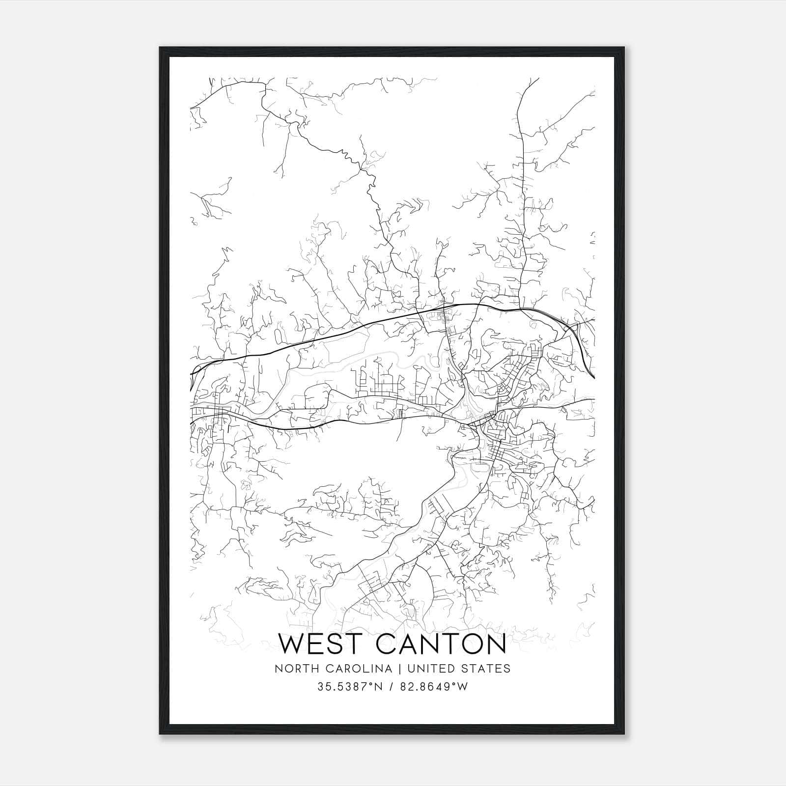 West Canton North Carolina Map Poster, Modern Home Decor Wall Art Print ...