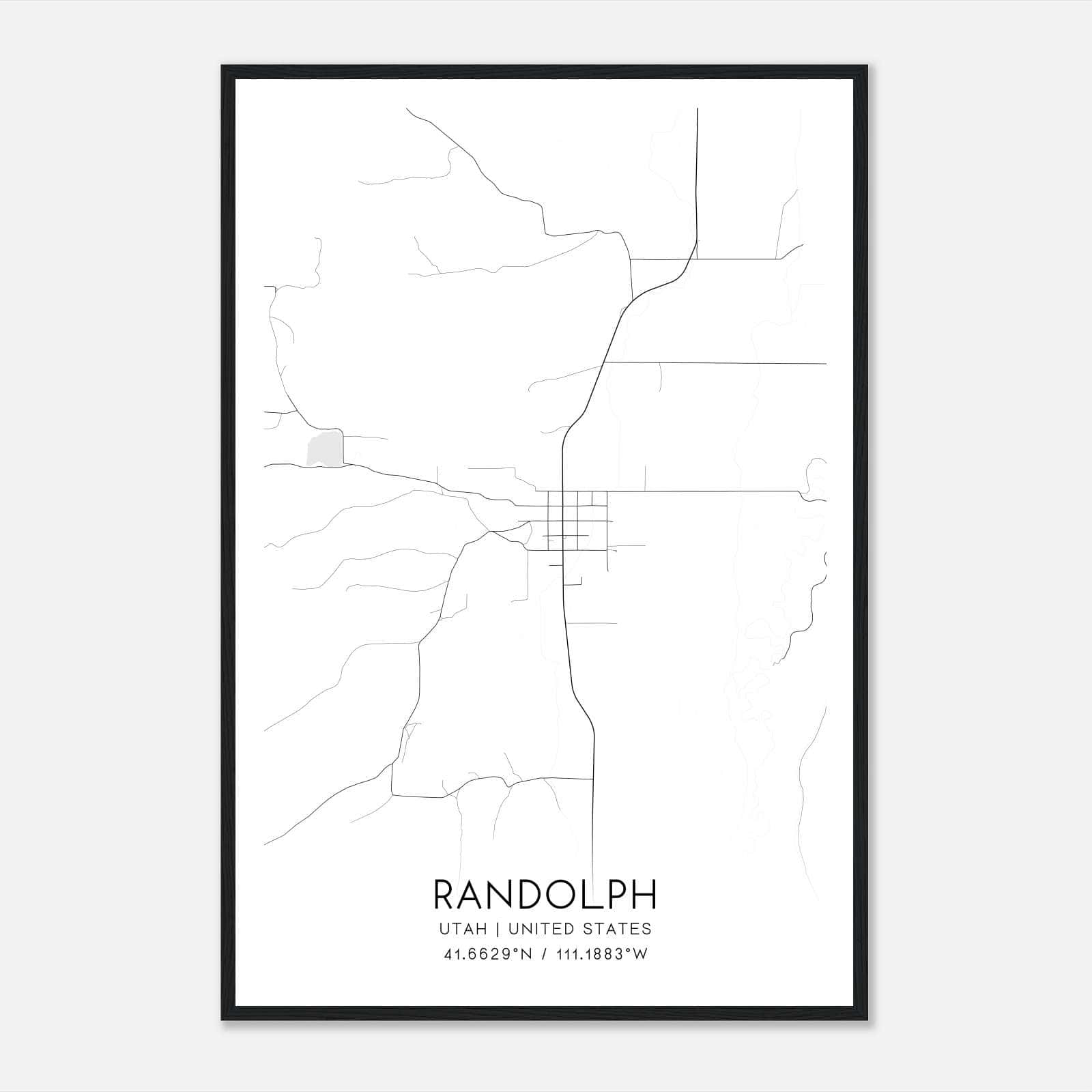 Randolph Utah Map Poster, Modern Home Decor Wall Art Print - Custom Maps & Posters