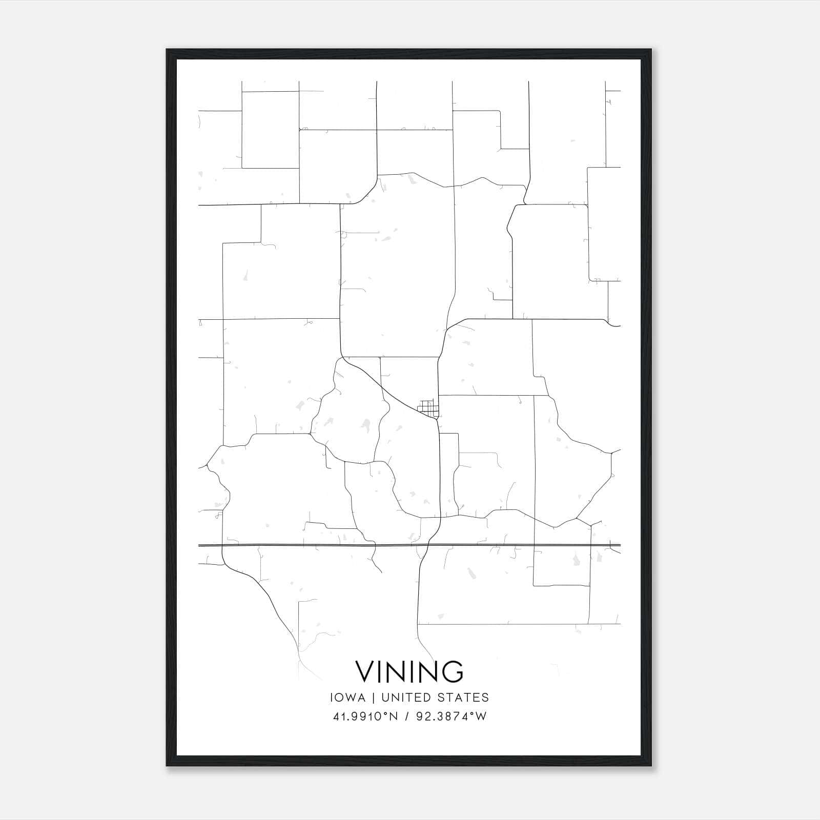Vining Iowa Map Poster, Modern Home Decor Wall Art Print - Custom Maps ...