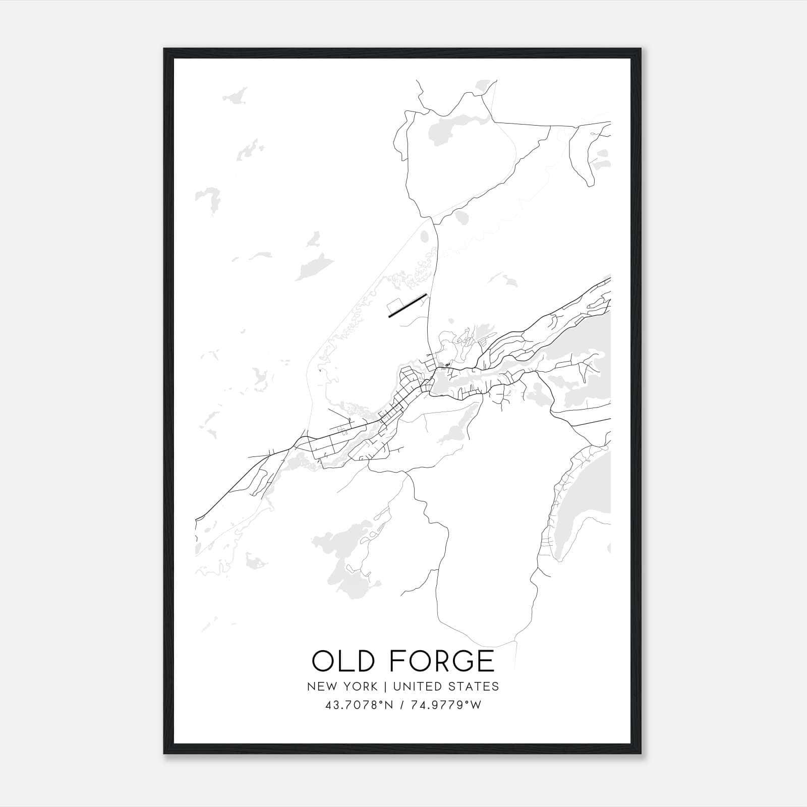 Old Forge New York Map Poster, Modern Home Decor Wall Art Print ...